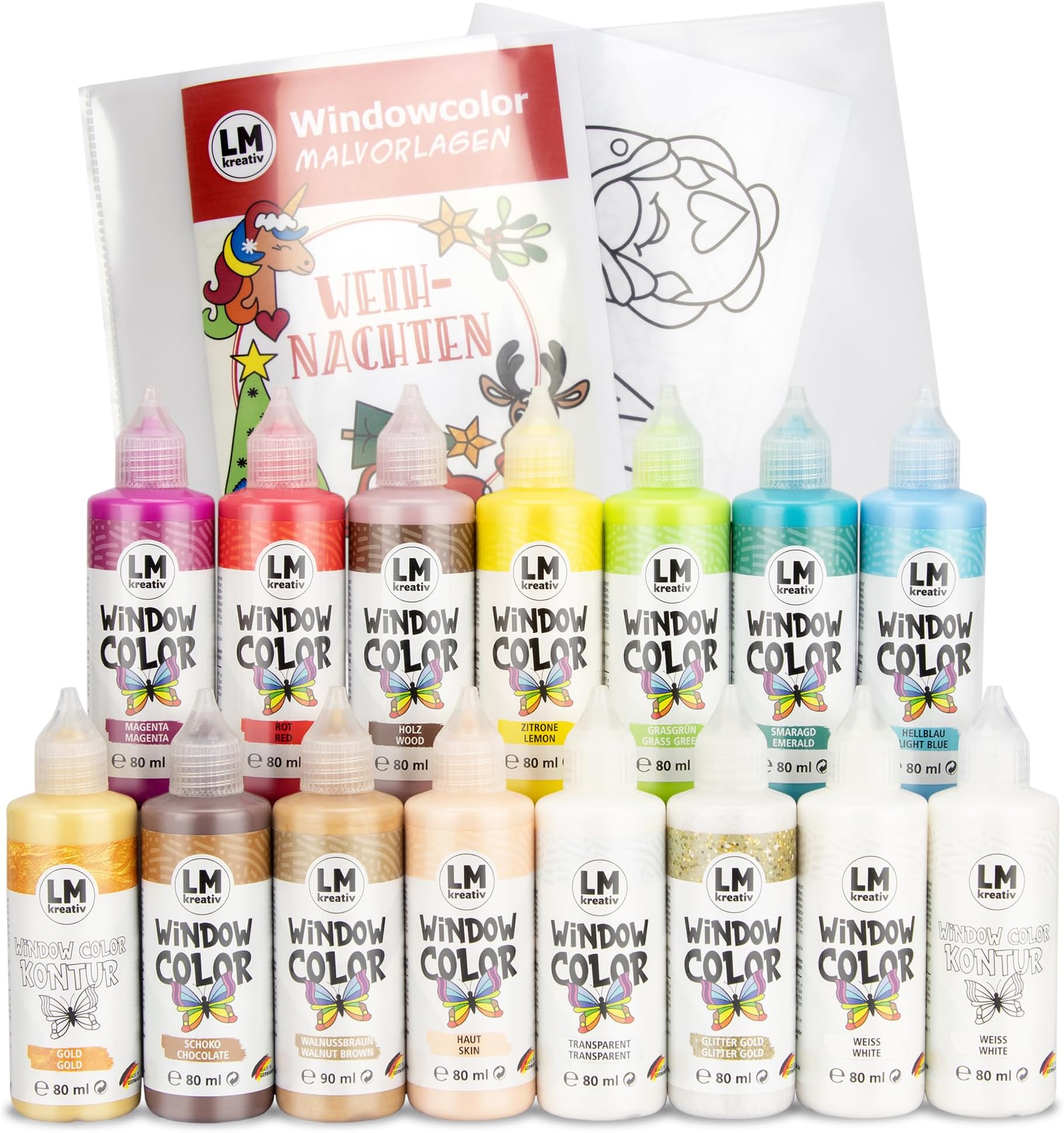 LM Window Color Kit de peinture de Noël 13 couleurs et 2 contours – Kit ...