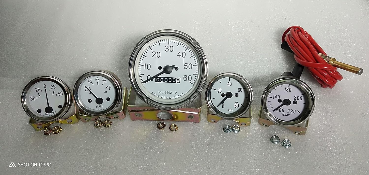 Amazon.com: Speedometer 60 mph Temp Oil Fuel Amp Gauges Kit- A6 in ...