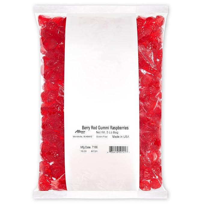 Amazon.com : Albanese Confectionery Berry Red Gummi Raspberries, 5 ...