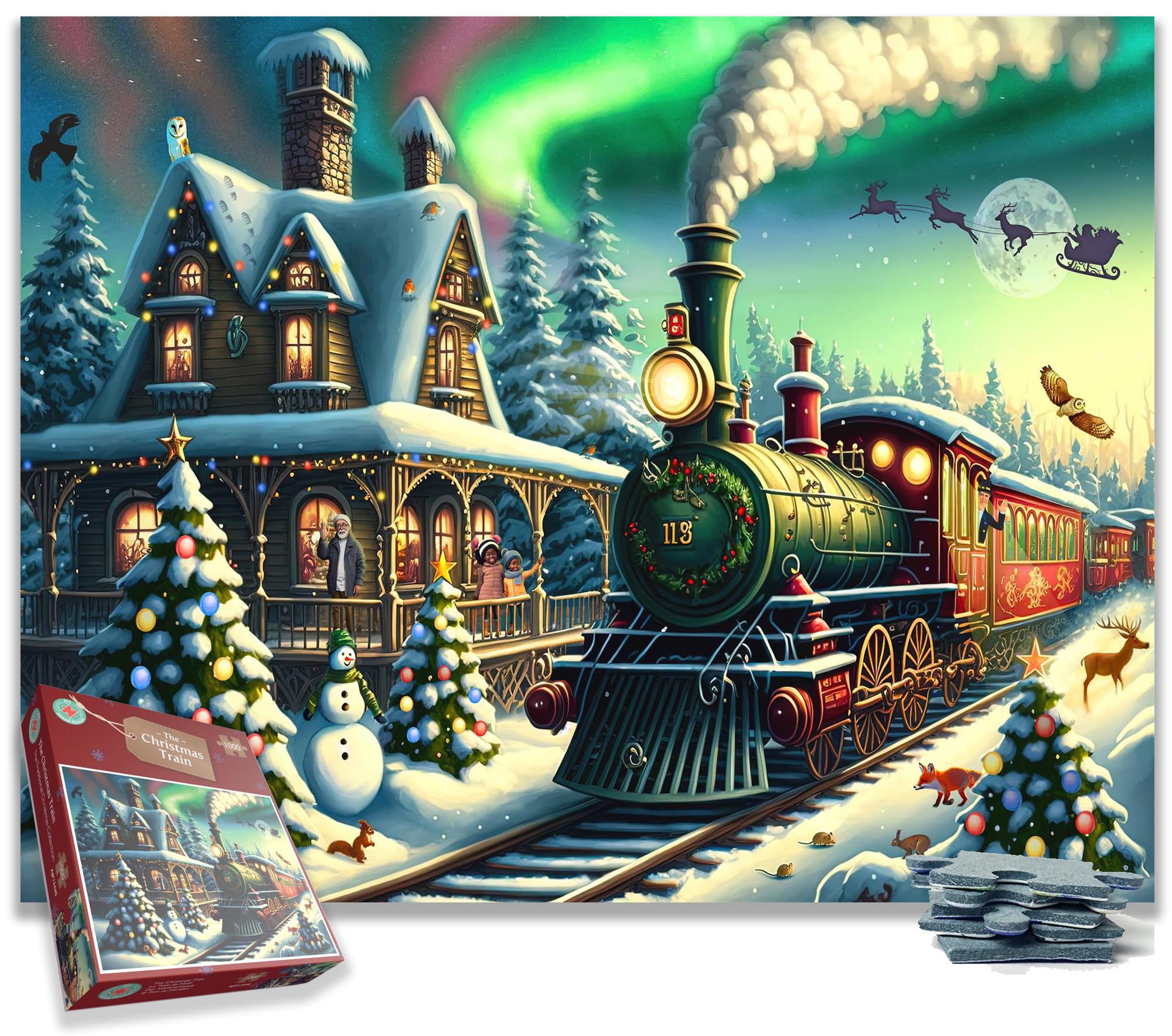 Amazon.com: The Christmas Express Train 1000 Piece Festive Santa Jigsaw ...