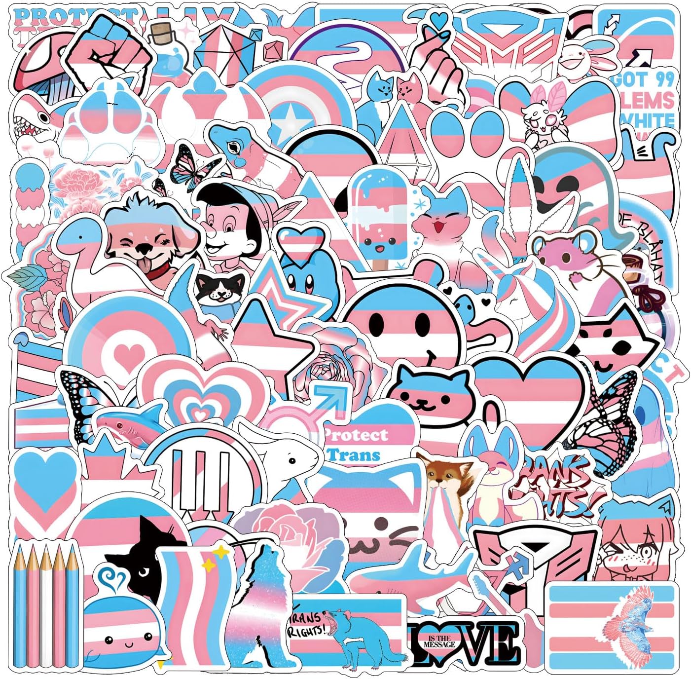 Amazon.com: Trans Pride Stickers I110pcs Transgender Pride Rainbow ...