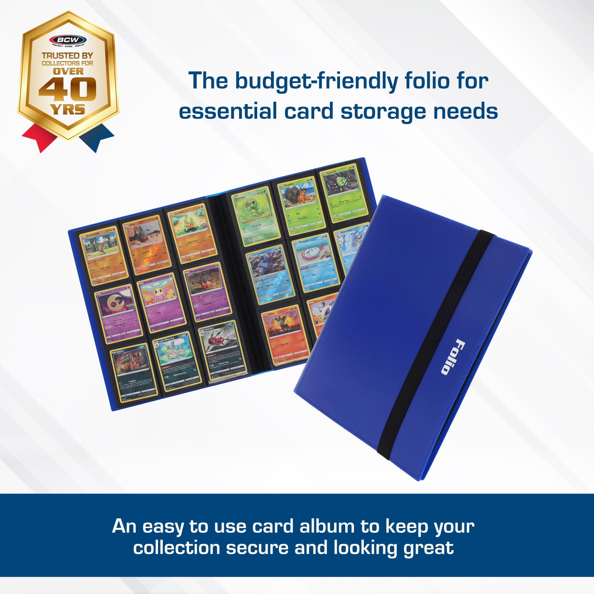 Snapklik.com : BCW Basics Folio 9-Pocket Card Album - Blue Archival Safe