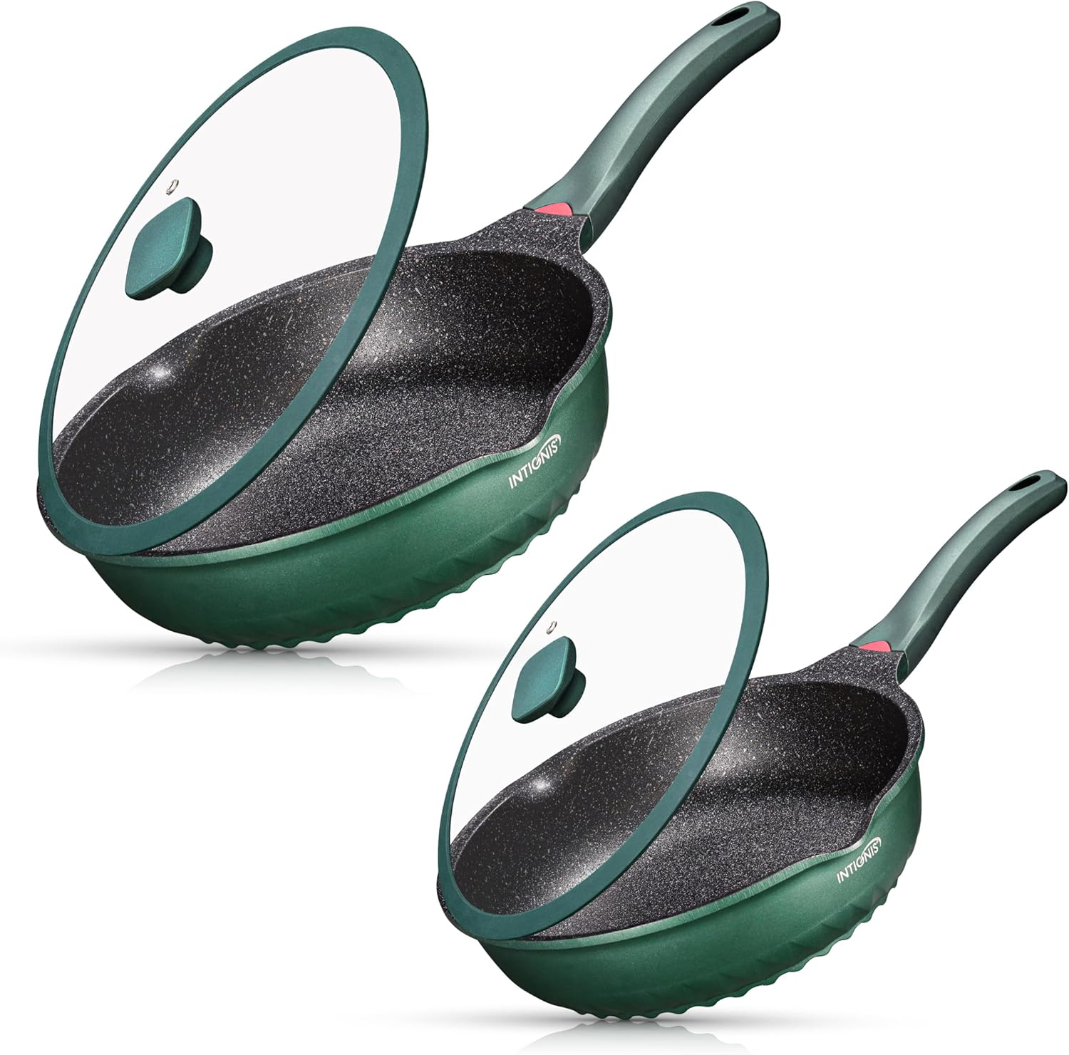 Non-Stick Frying Pan Set with Lids | Extra Deep Ceramic - 28cm & 30cm ...
