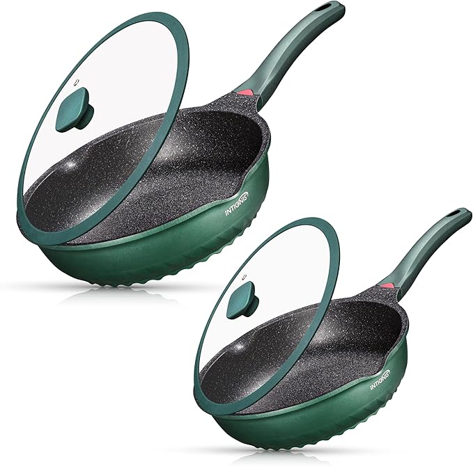 Non-Stick Frying Pan Set with Lids | Extra Deep Ceramic - 28cm & 30cm ...
