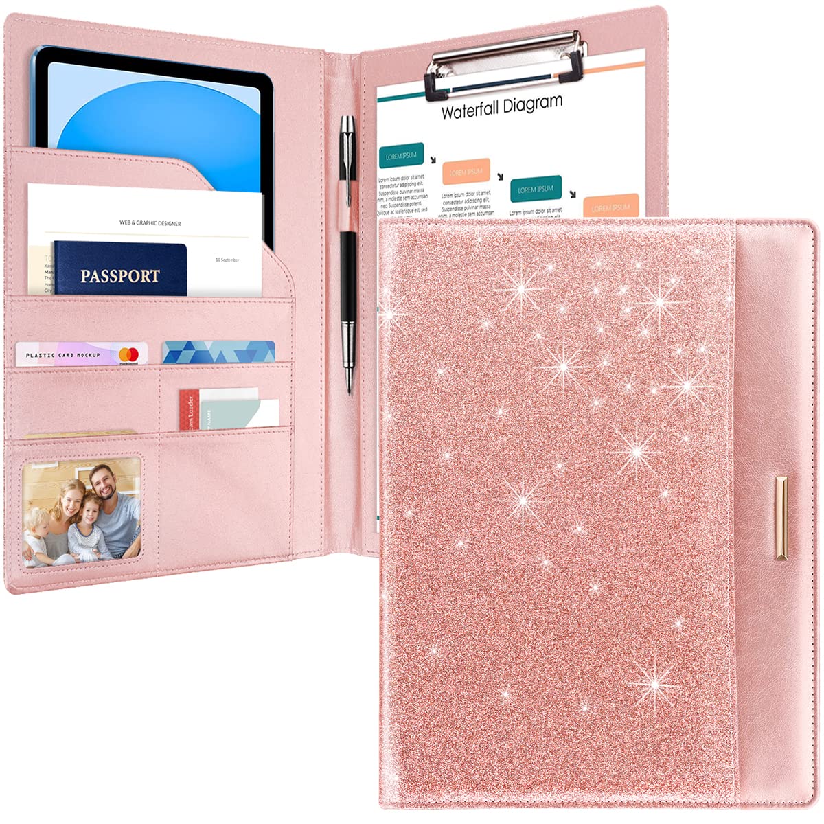 Snapklik.com : Glitter Pink Padfolio/Resume Portfolio Folder For Women ...