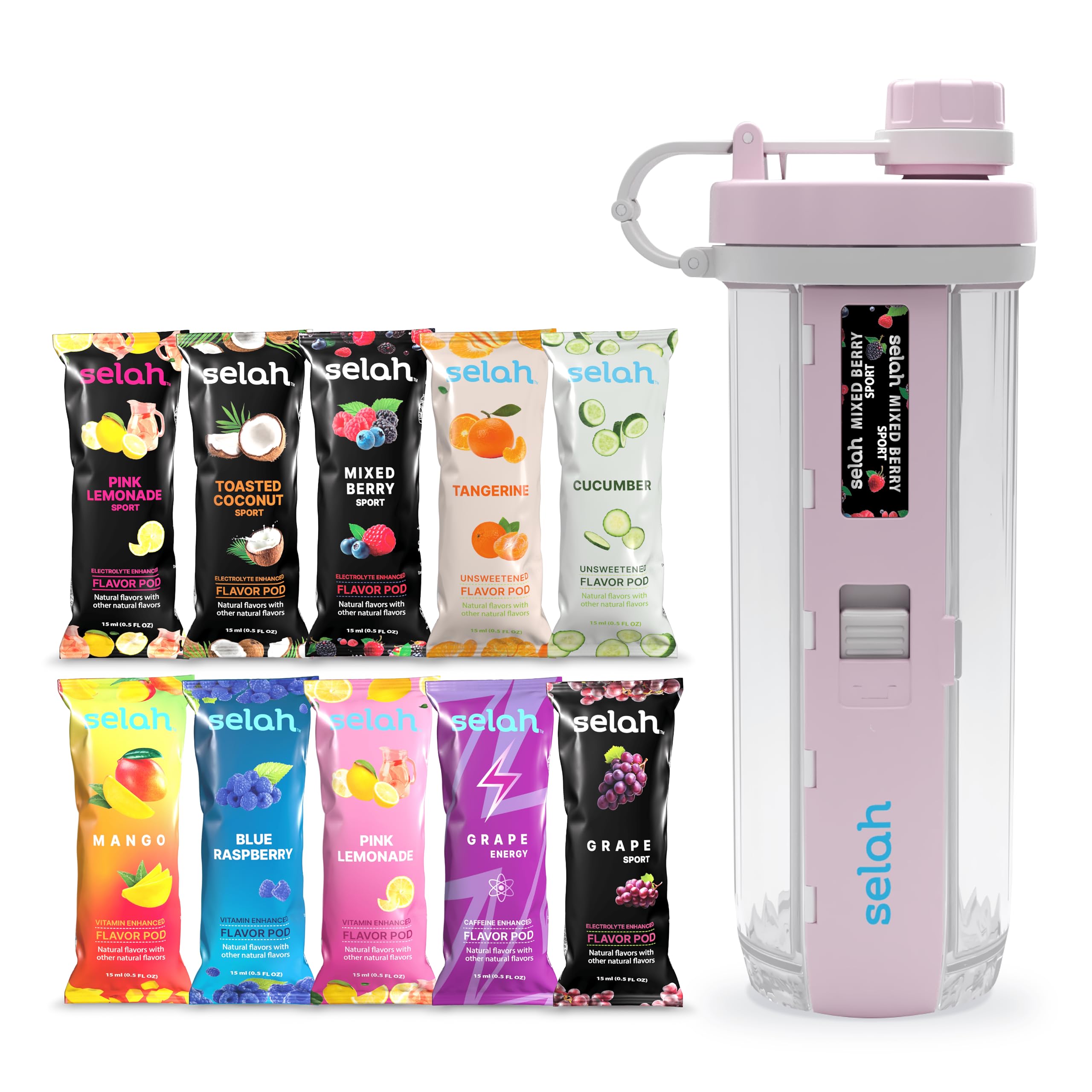 Amazon.com: Selah Flavored Water Bottle - 20oz Water Bottle With Flavor ...