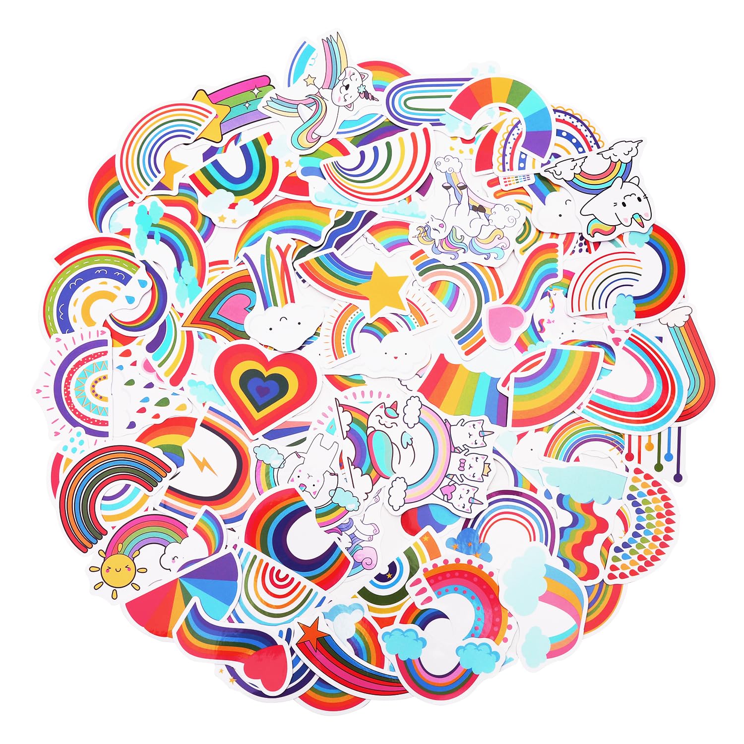 Amazon.com: 100 Pack Rainbow Stickers, Rainbow Party Favors, Birthday ...