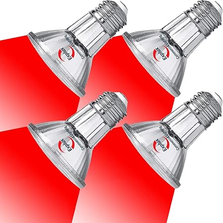 Explux LED PAR20 Red Flood Light Bulbs, 60W Equivalent Direct LED Color ...