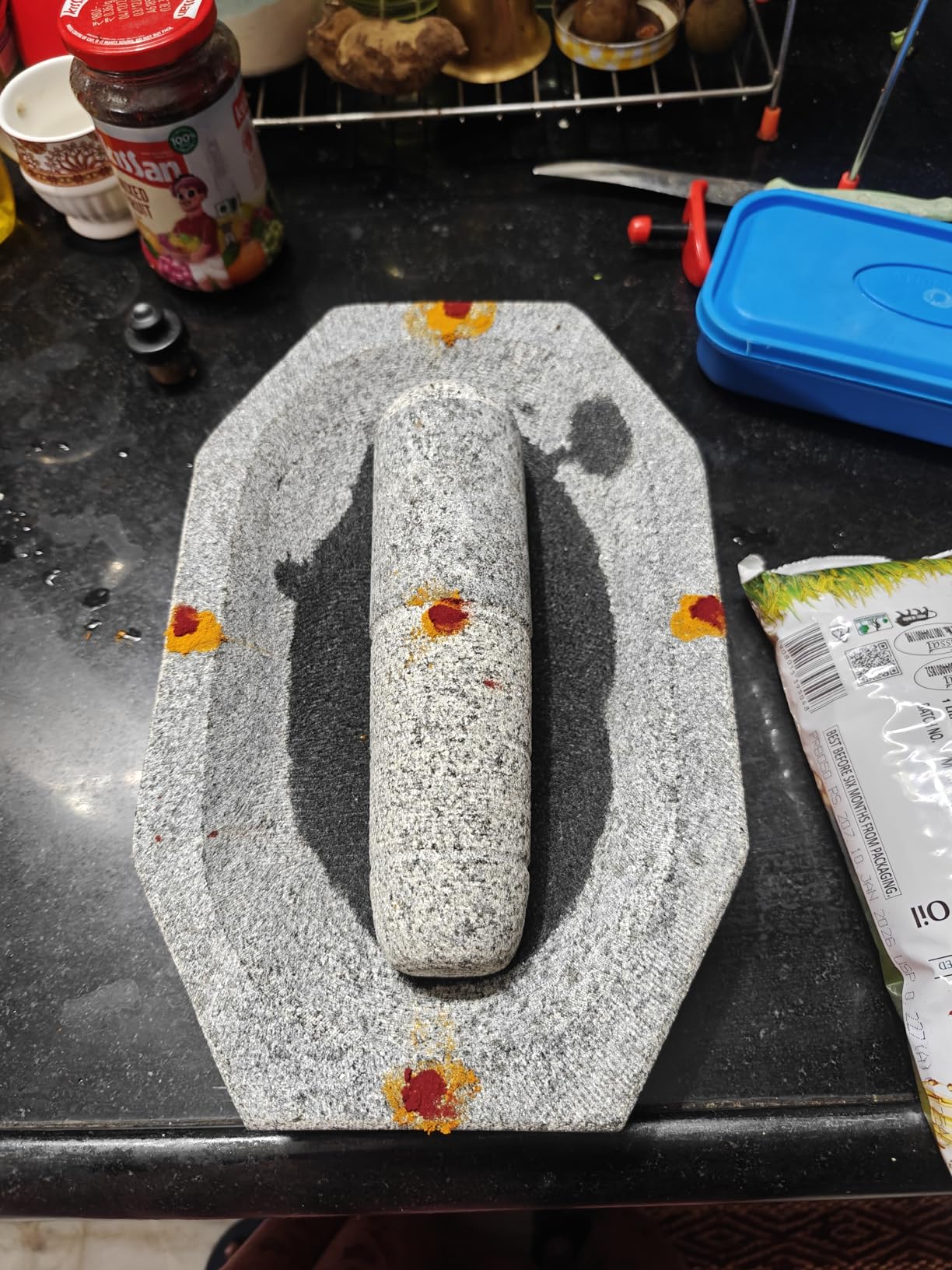 Buy EZAHK Kalvam Unpolished Stone Mortar and Pestle Set | Natural Okhli ...
