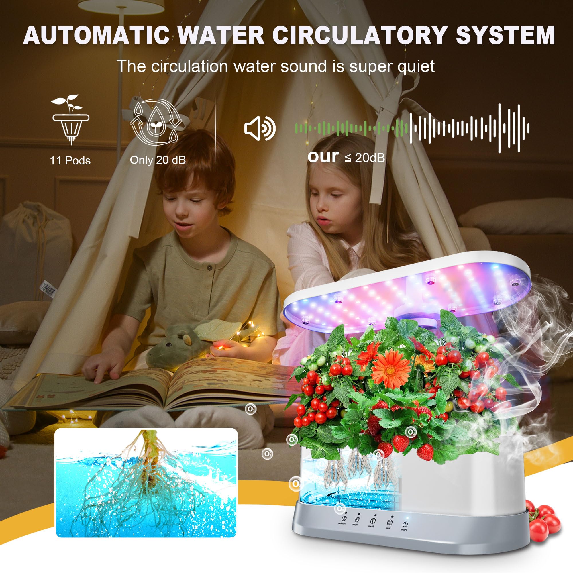 Hydroponics Growing System Mist Humidifier, 11 Pods Indoor Garden Plant ...