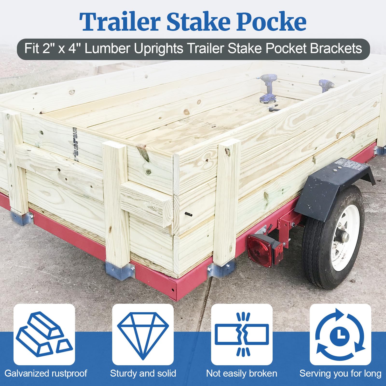 Snapklik.com : Trailer Stake Pocket Bracket For 2 X 4 Lumber Utility ...