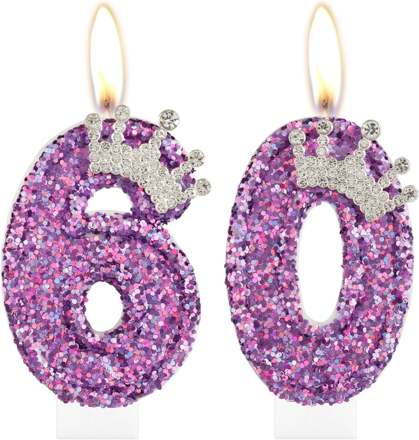 Amazon.com: 60th Birthday Candles for Girls, Purple Crown Number 60 ...