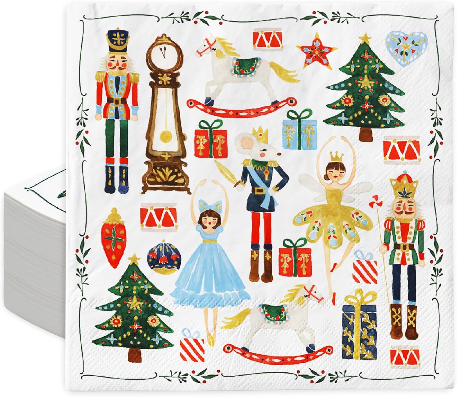 Amazon.com: AnyDesign 80 Pack Nutcracker Paper Napkins Disposable ...