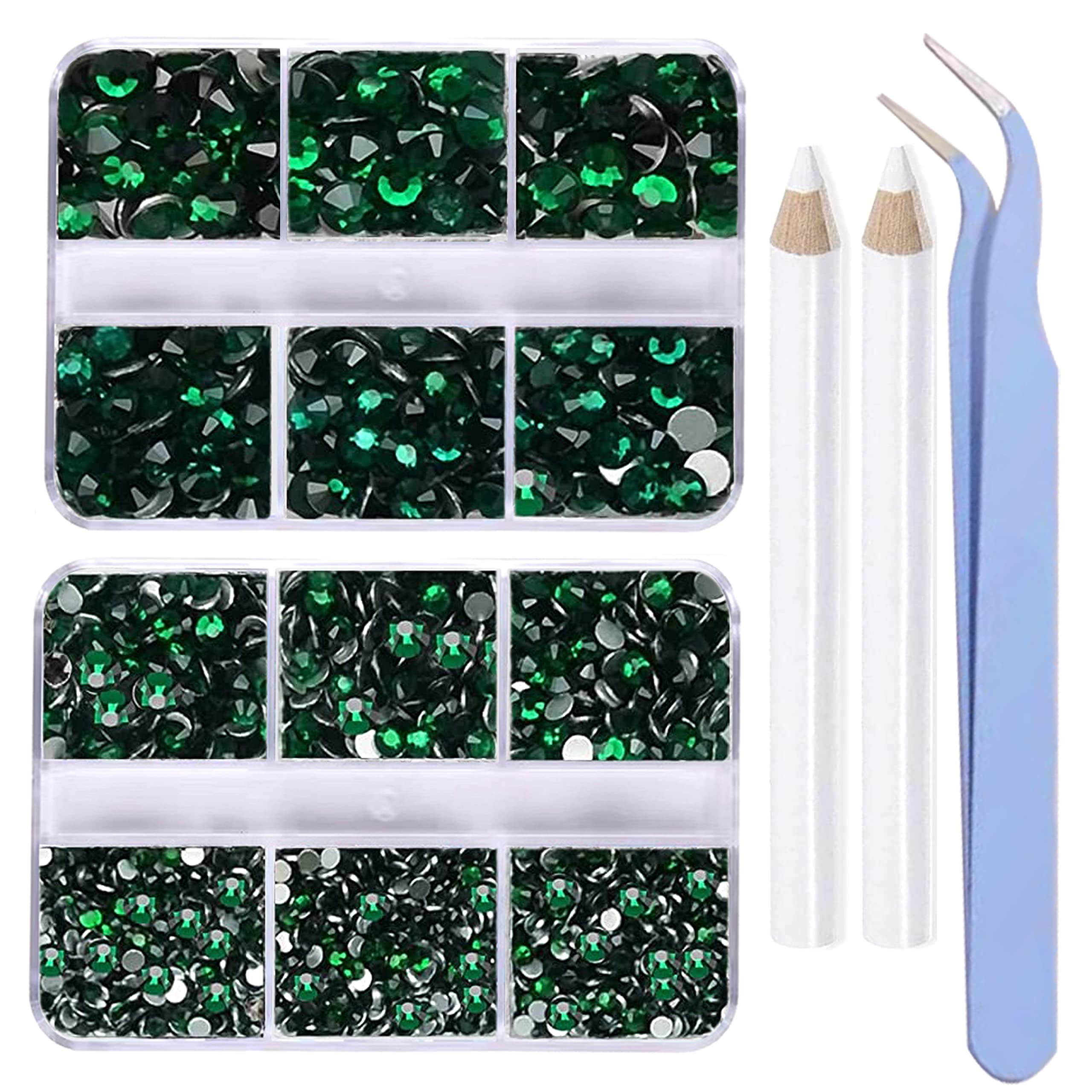 Amazon.com: 5300 Pieces Emerald Non Hotfix Flat Back Gems Round Resin ...