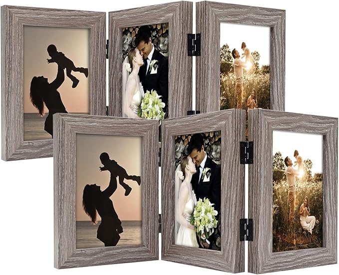 Amazon.com - Golden State Art, 4x6 Three Picture Frame Trifold Hinged ...