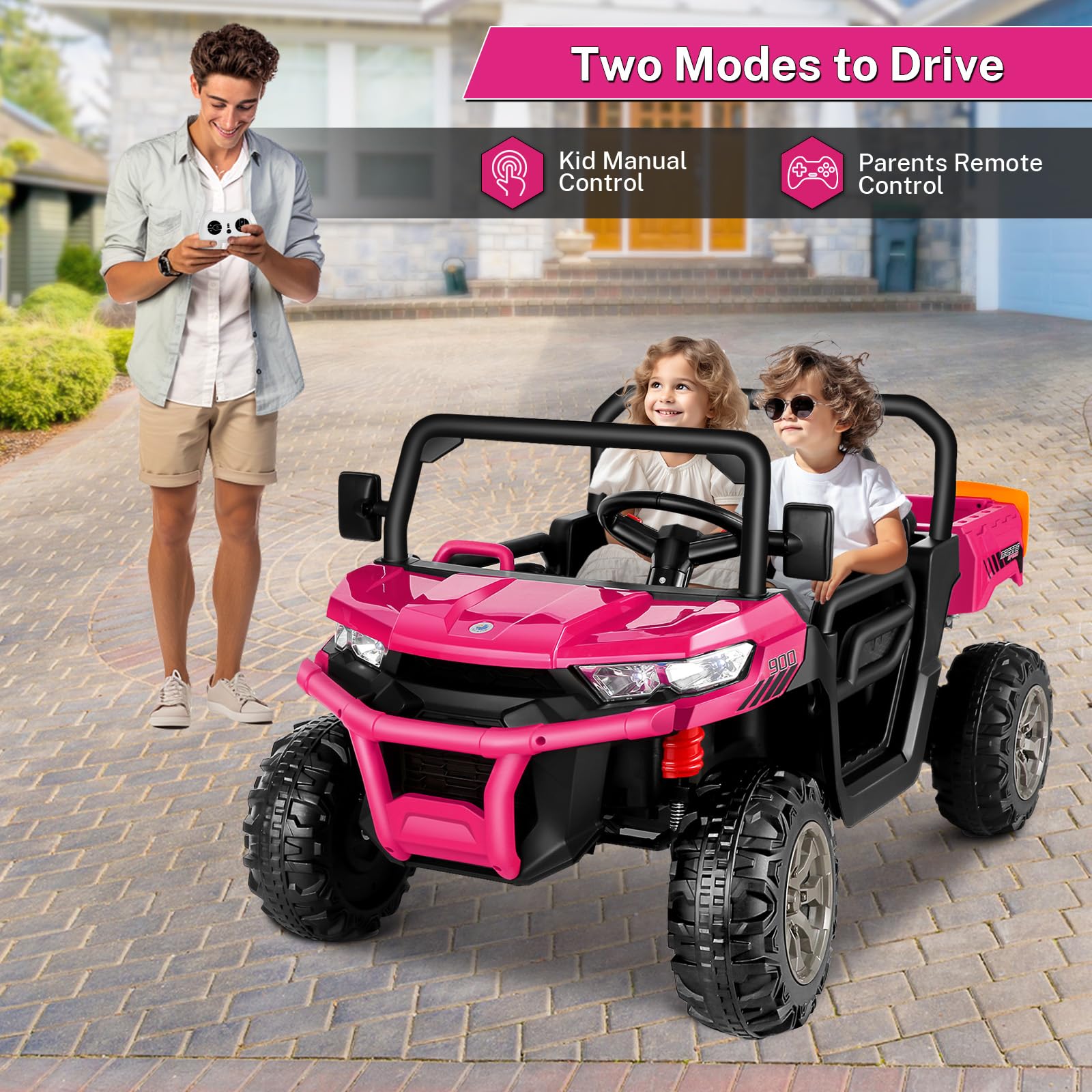 Snapklik.com : Hikole 24V Ride On Dump Truck For Girls, 2 Seater Ride ...