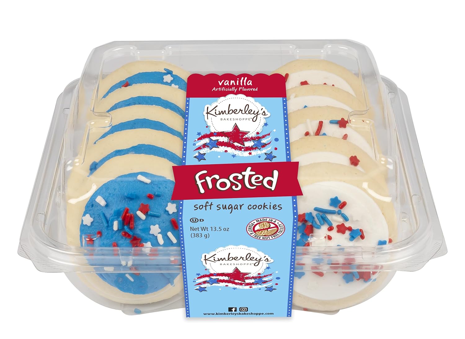 Amazon.com: Kimberley's Patriotic Blue Frosted Sugar Cookies, 10ct ...