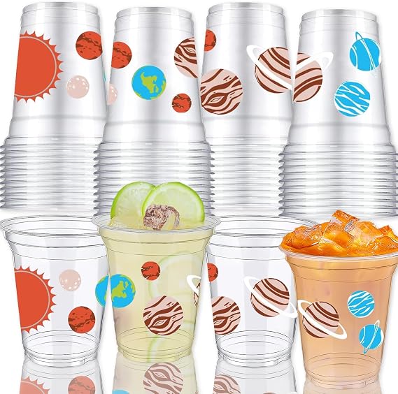 Amazon.com: VDESFUEBY 50 Space Party Cups, 12 oz Galaxy Planet Outer ...