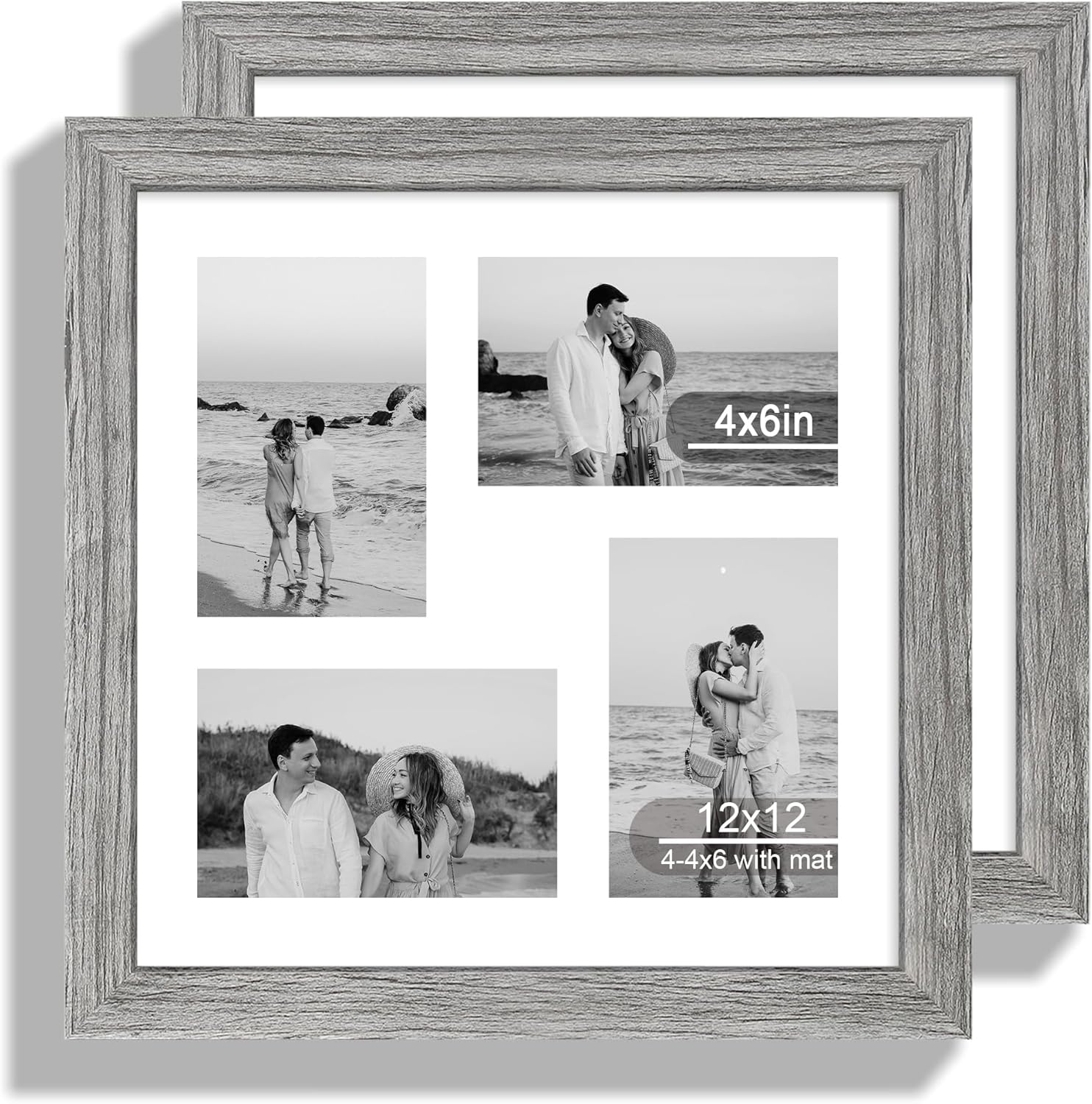 Amazon.com - Hongkee 12x12 Picture Frame Set of 2, Grey Wood Frame with ...