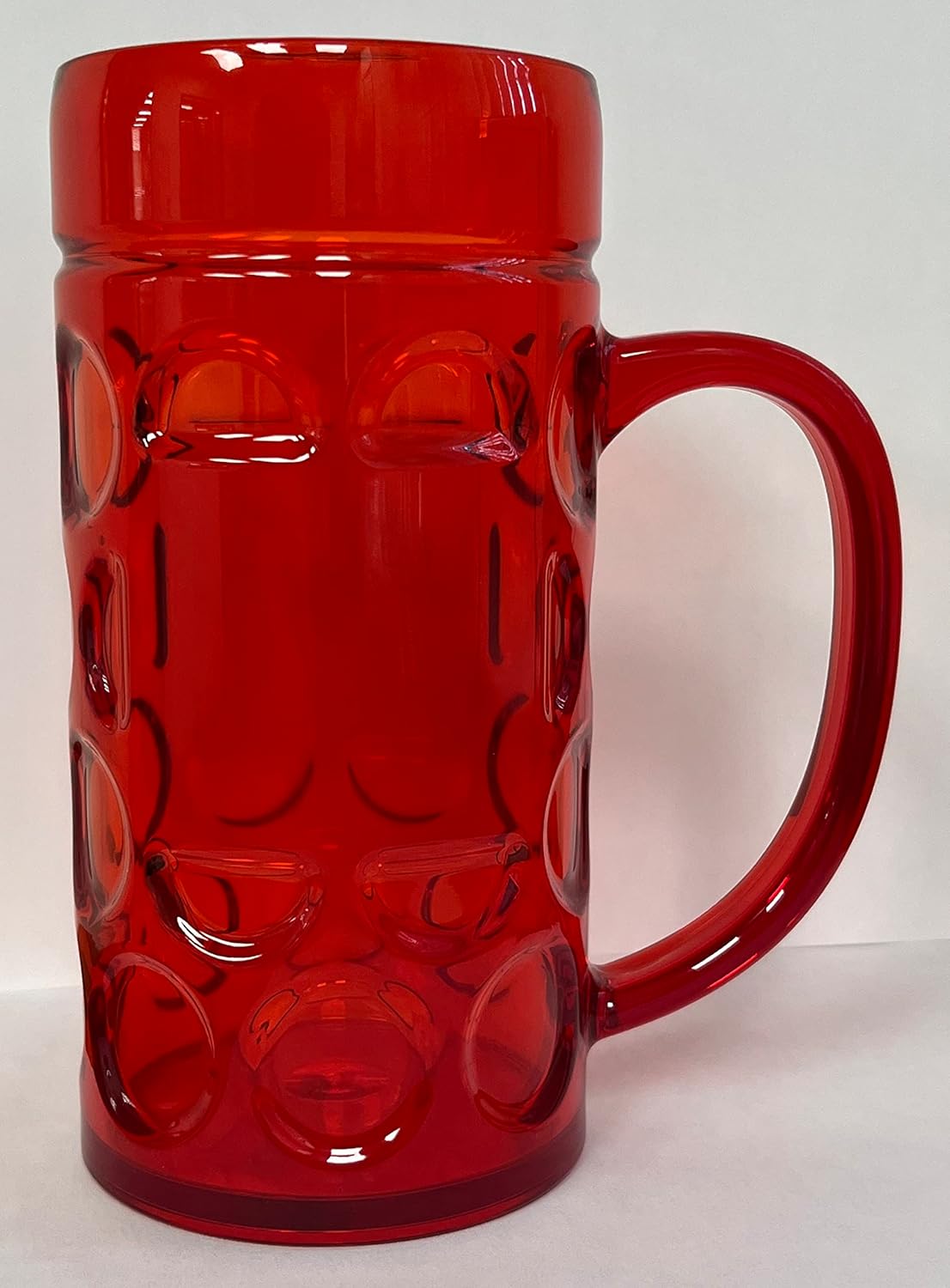 Amazon.com | 16oz Translucent Red Plastic Beer Mug With Handle ...
