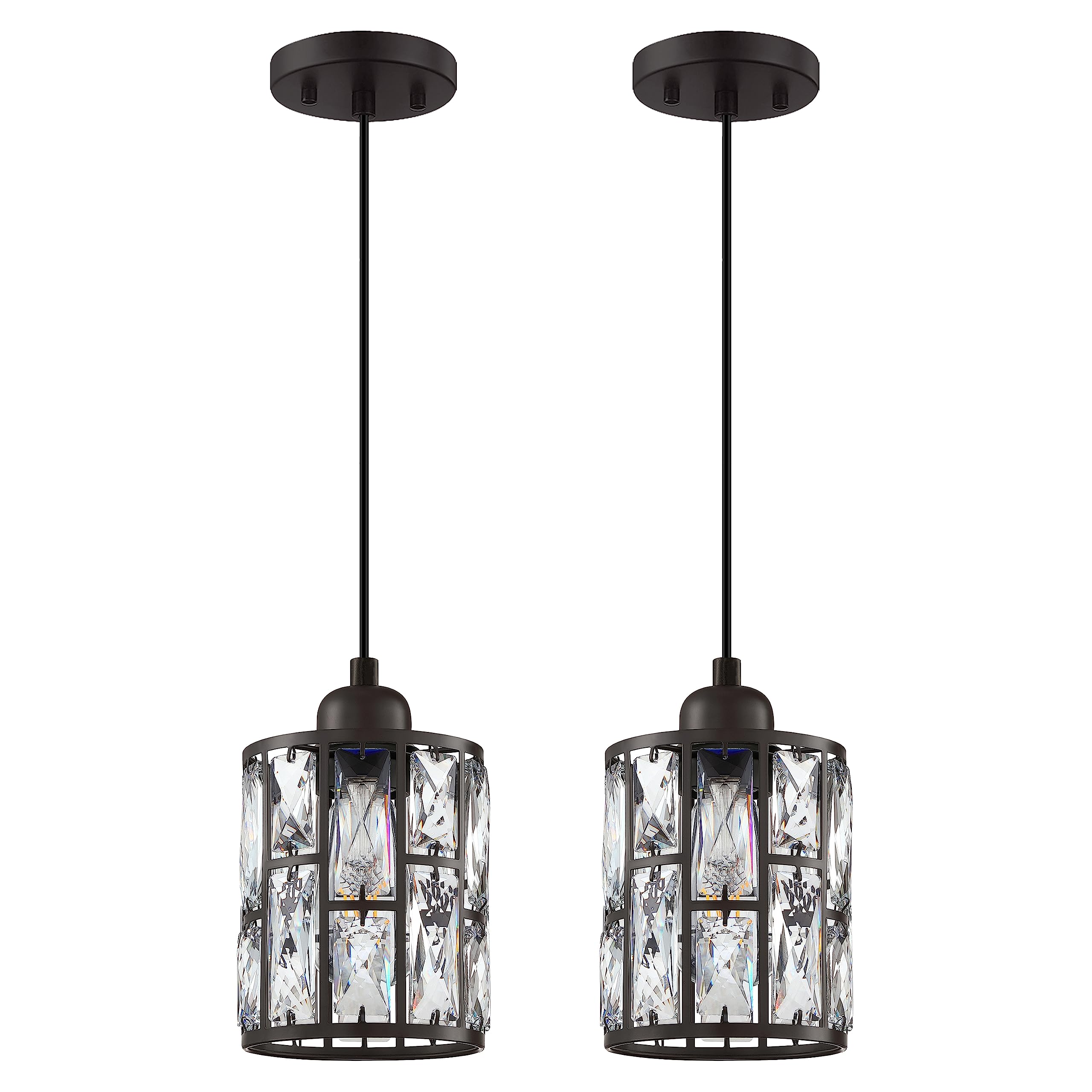 Dolaimy House 2 Pack 1 Light Modern Crystal Hanging Kitchen Island ...