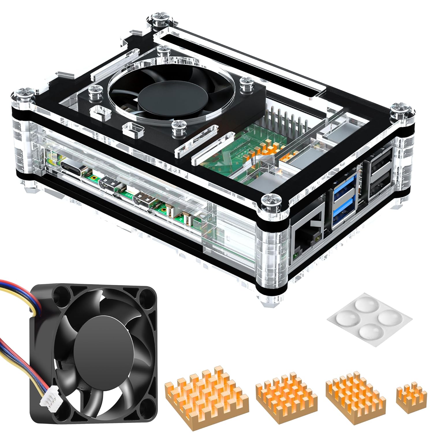 Amazon.com: Case for Raspberry Pi 5 with Fan: Smraza Clear Case Kit for ...