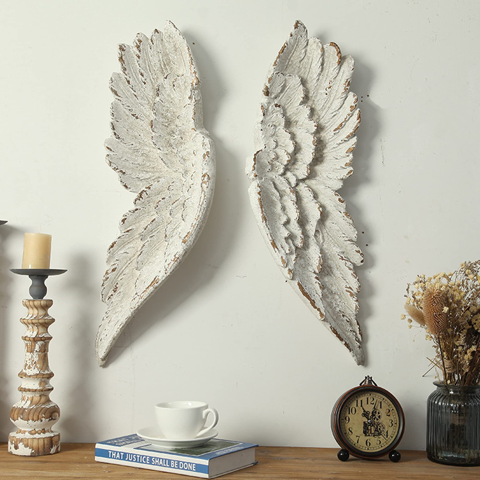 HQL Angel Wings Wall Sculpture, 3D Wall Art Decor, Hanging Angel Wings ...