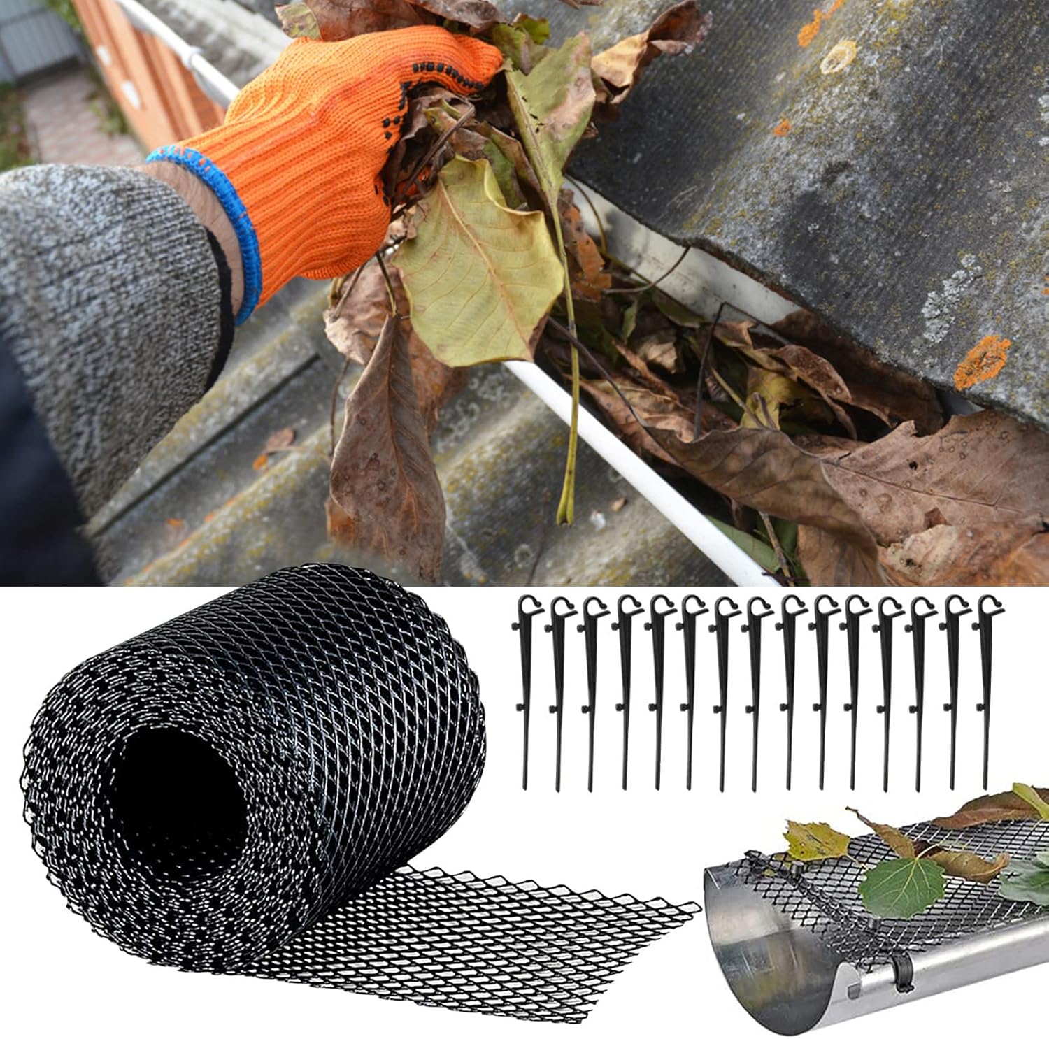 SYNYEY Mesh Gutter Guard Leaf Protection Mat, 6m x 15cm Gutter Guard ...