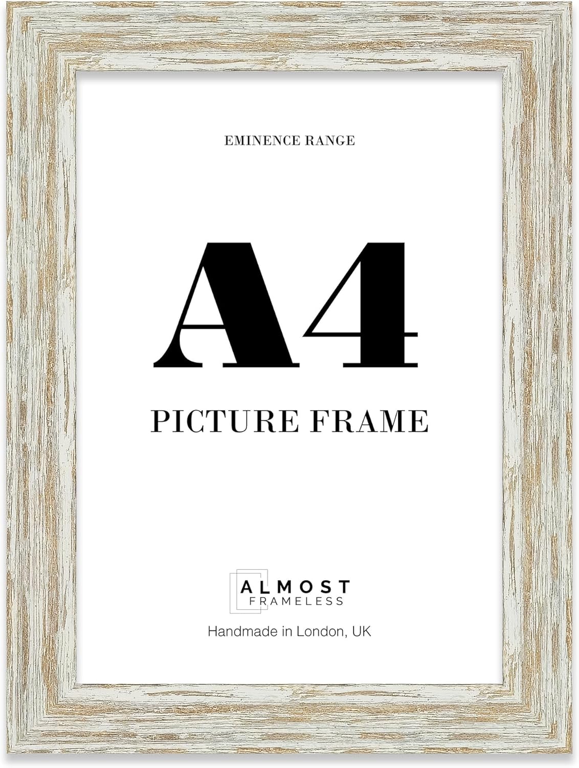A4 Distressed White Oak Picture Frame - Rustic Wood Industrial Effect ...