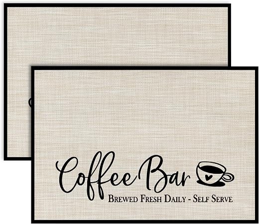 Amazon.com: Artoid Mode Coffee Bar Mats Set of 2, 12x18 Inch Washable ...