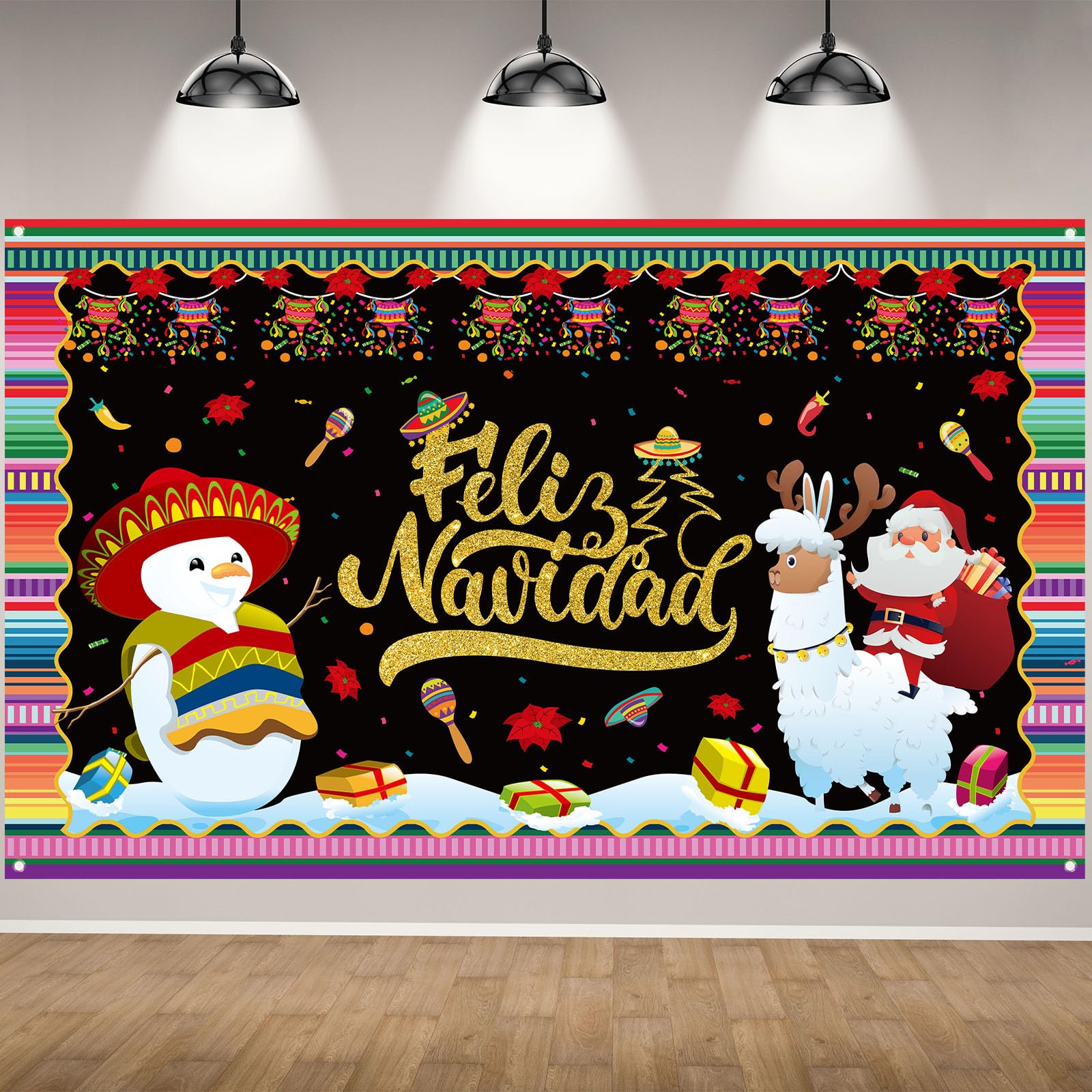 Amazon.com : Feliz Navidad Decorations Feliz Navidad Backdrop for ...