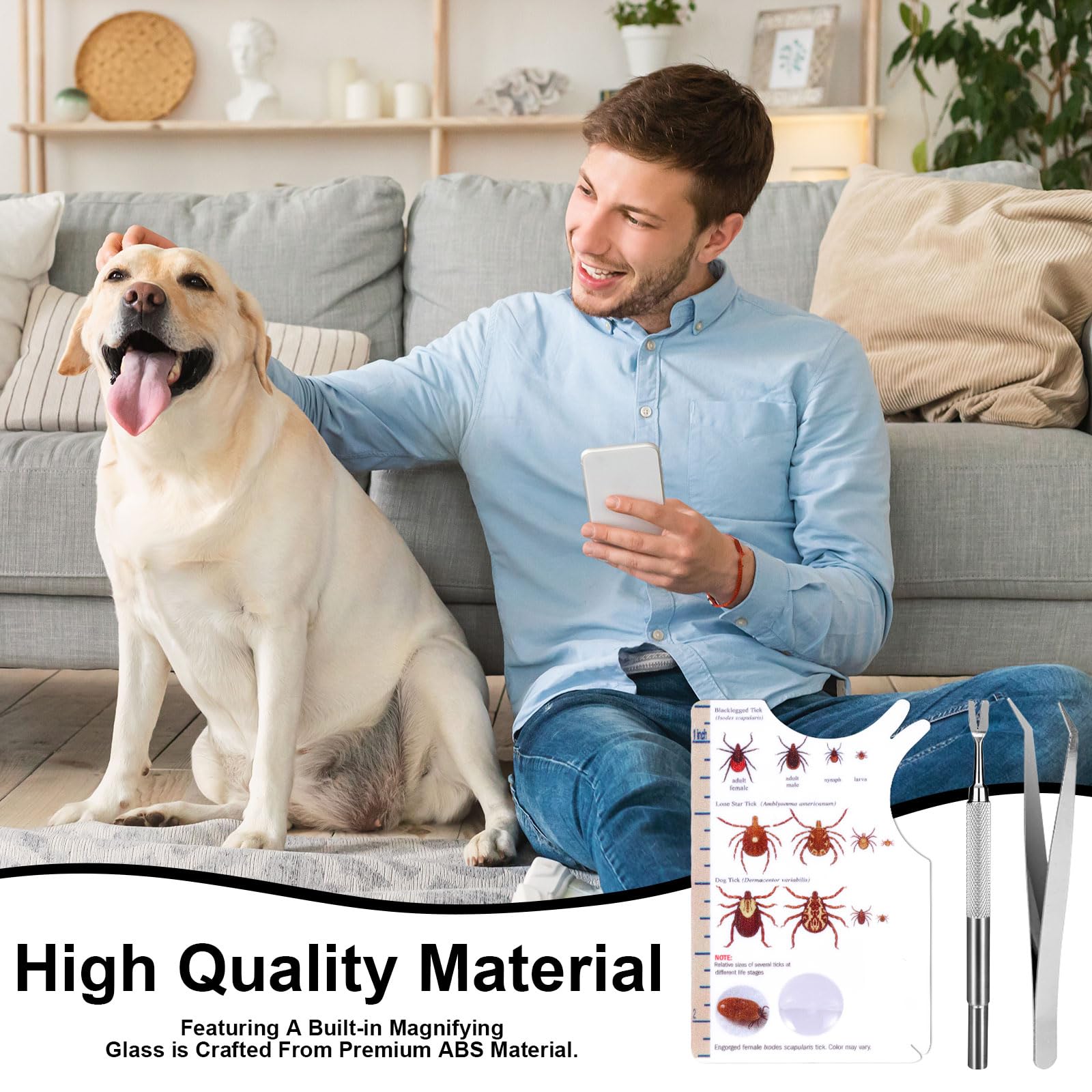 Tick Card with Magnifying Glass, 5 Tick Card with with 2 Stainless ...