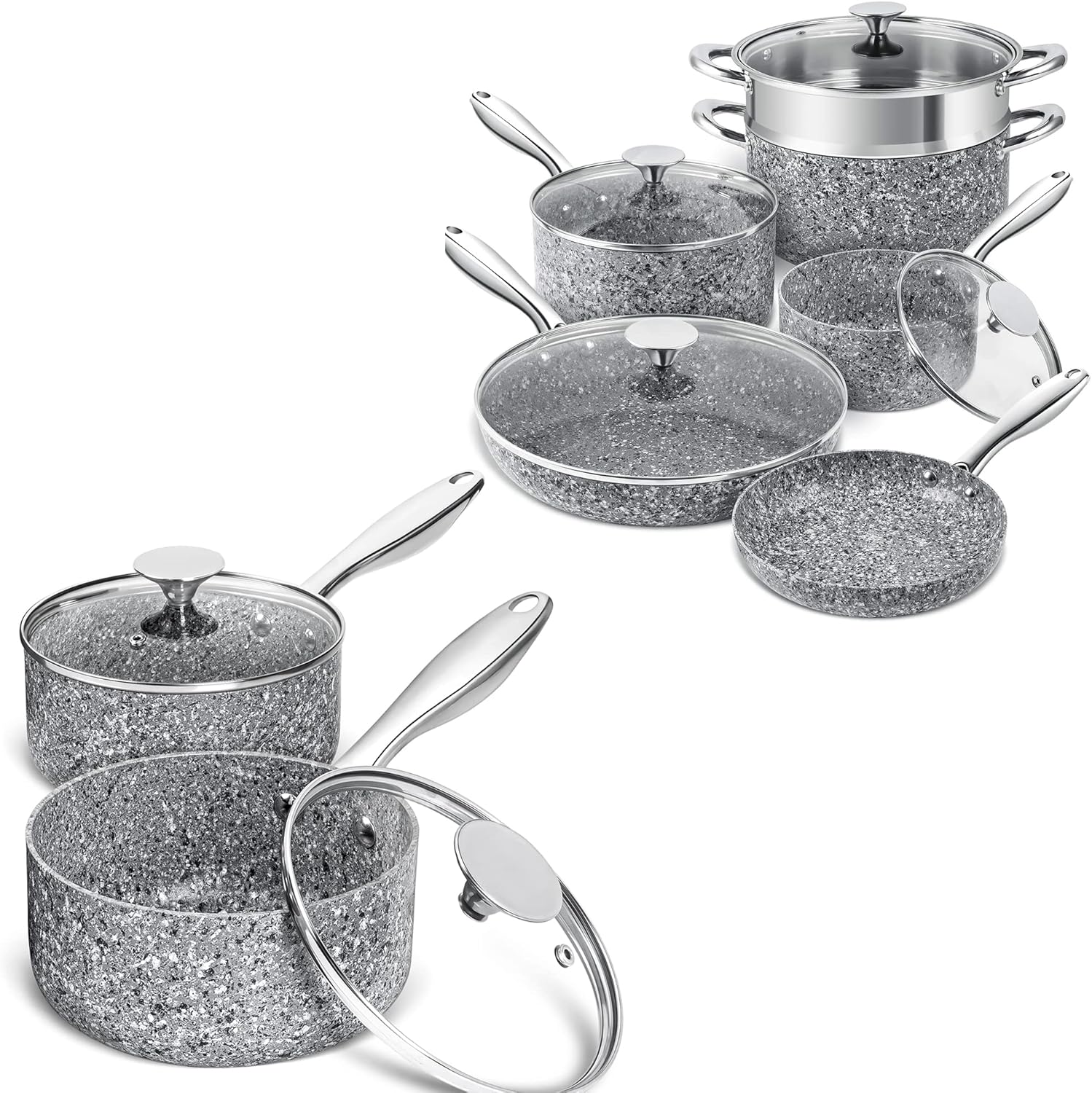 Amazon.com: MICHELANGELO Saucepan Set with Lid, Nonstick 1Qt & 2Qt ...