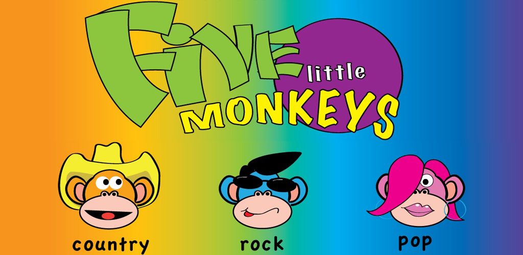Five Little Monkeys Vector Set Of Educational Flashcards With Cute