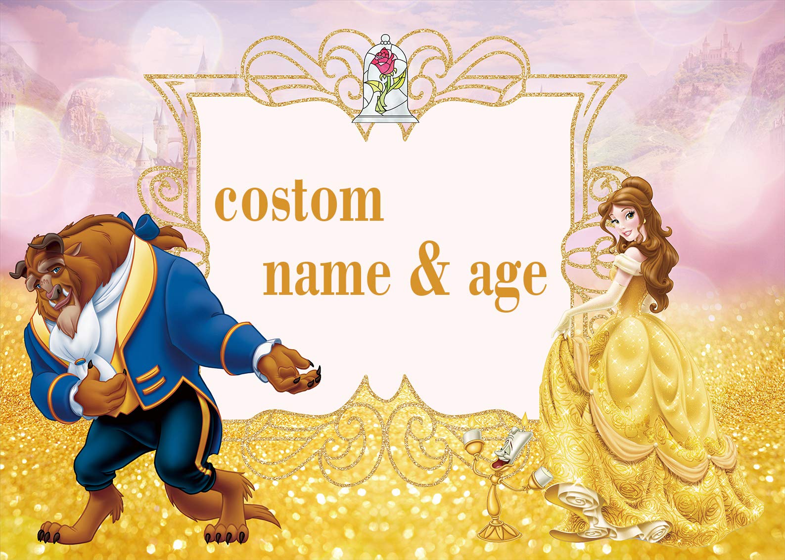 Buy BoTong 6x4ft Belle Party Supplies Happy Birthday Backdrop Costom ...