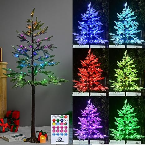 Amazon.com: Hawisphy 6FT Lighted Pine Christmas Tree, Color Changing ...