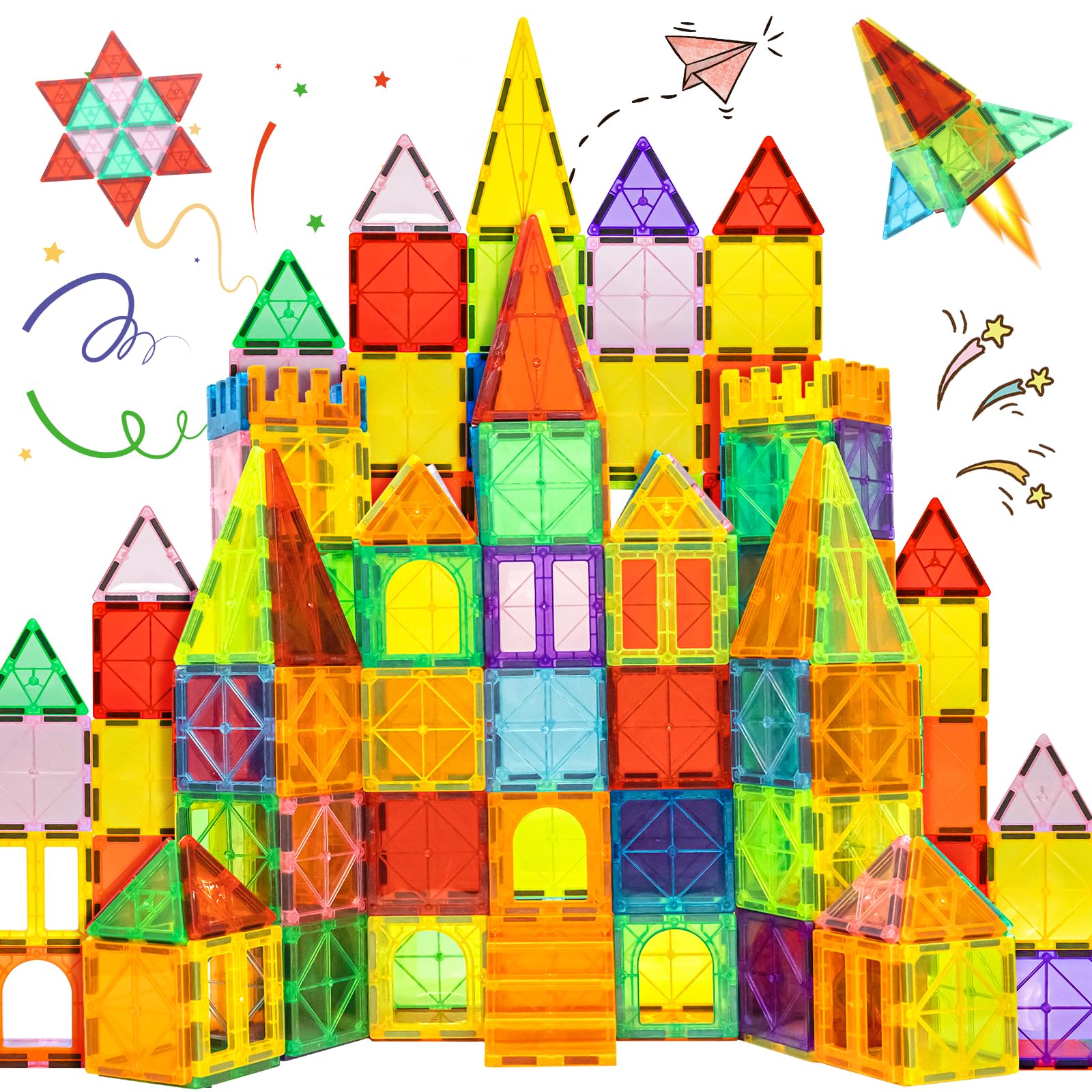 Amazon.com: EchoPlan Magnetic Tiles,68PCS Magnetic Building Blocks ...