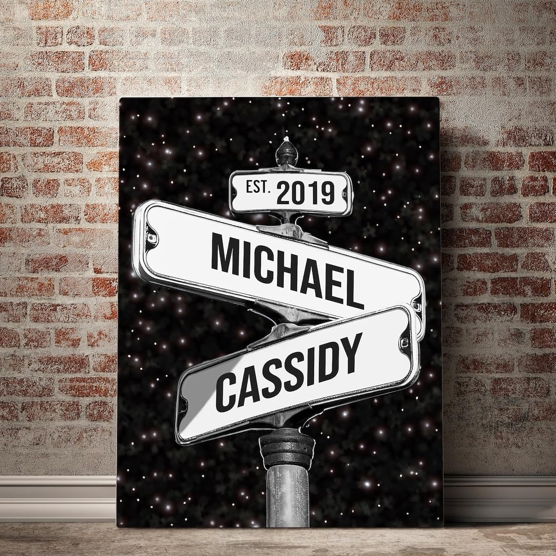 Amazon.com : Personalized Vintage Street Canvas Print, Crossroads ...