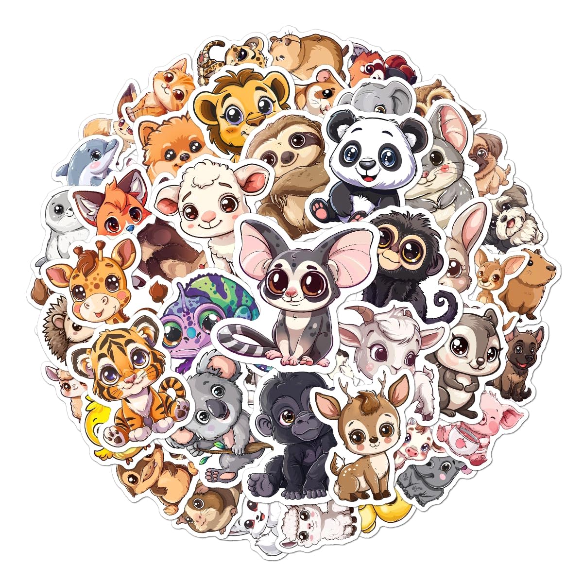 Amazon.com: Pack 50 Pcs Cute Animal Stickers for Water Bottles Funny ...