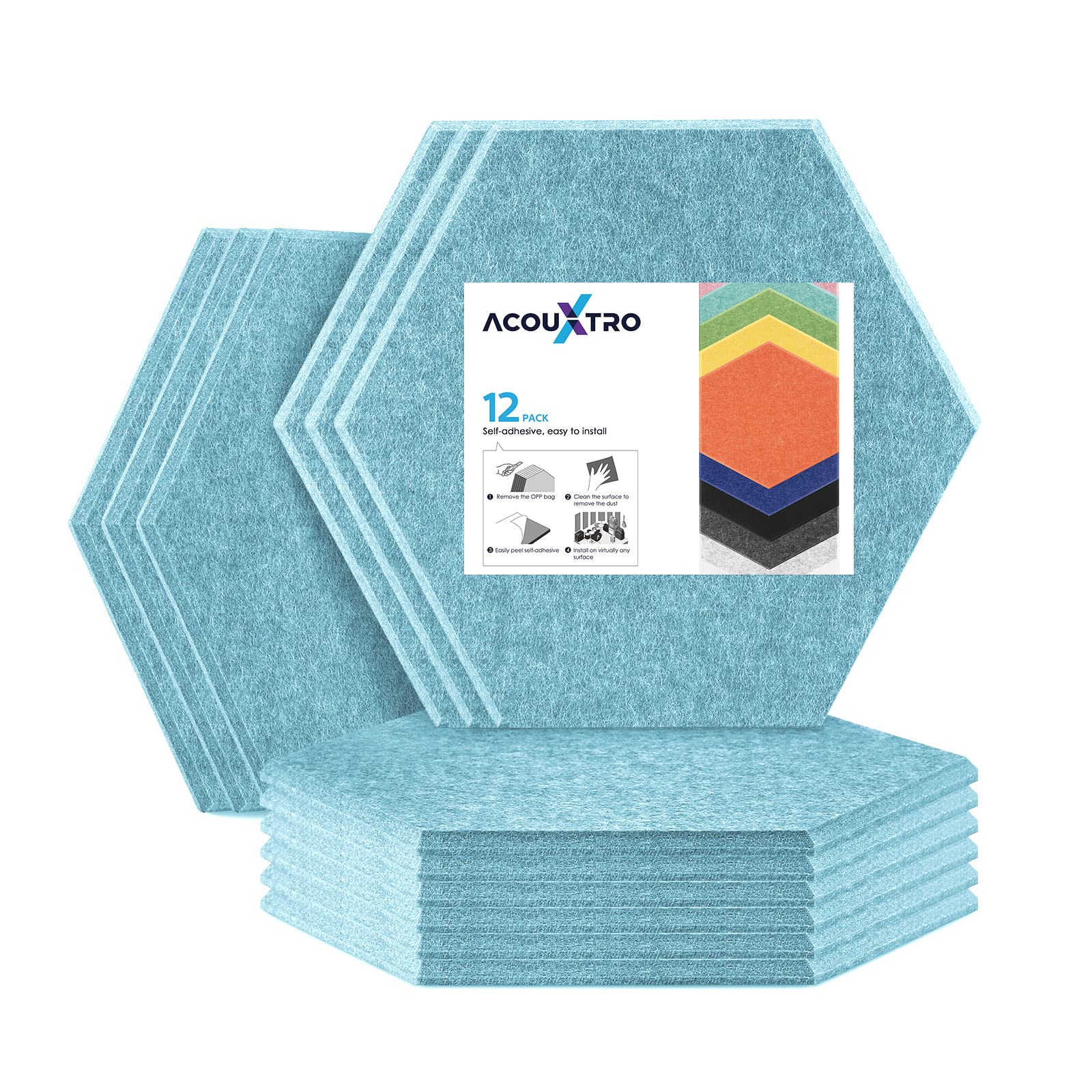 Buy 12 Pack Soundproof Wall Panels, 12" X 10" X 0.4" Self Adhesive ...