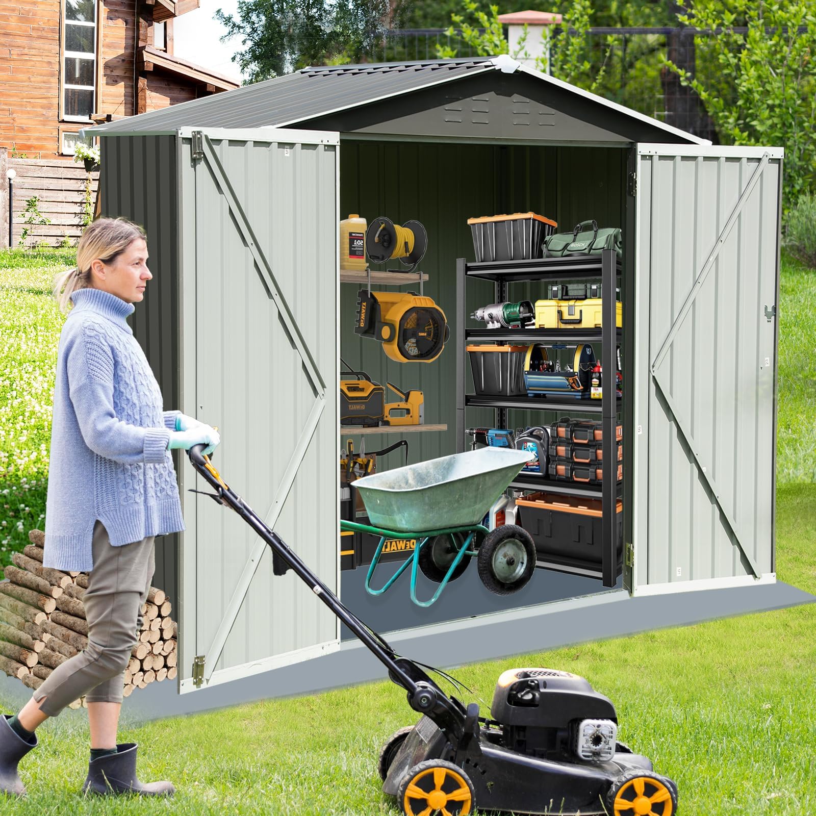 Amazon.com : 7×4.2 FT Metal Outdoor Storage Shed, Heavy Duty Tool Sheds ...