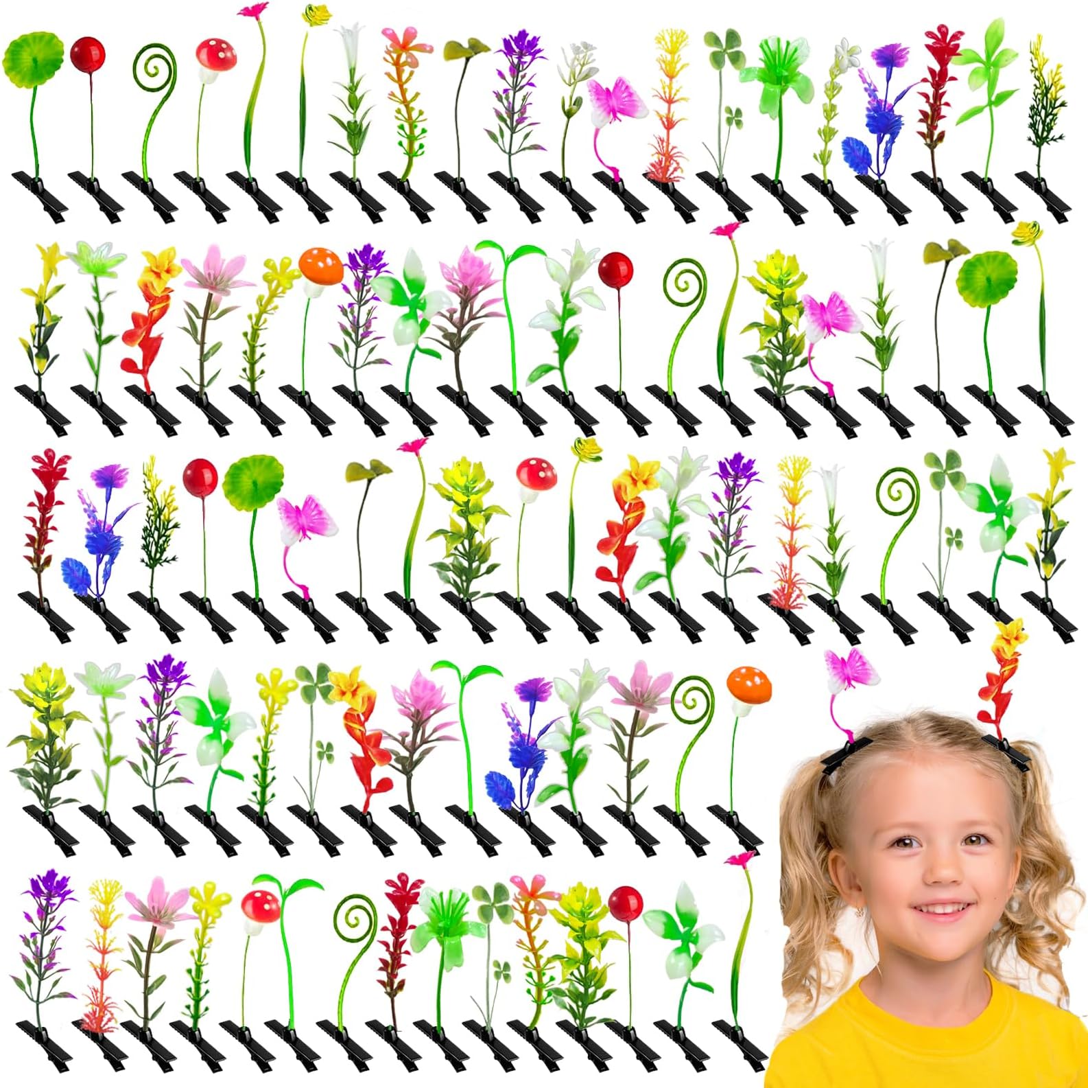 Amazon.com : 100 pcs Rave Bean Sprout Hair Clip Funny Barrette Headwear ...