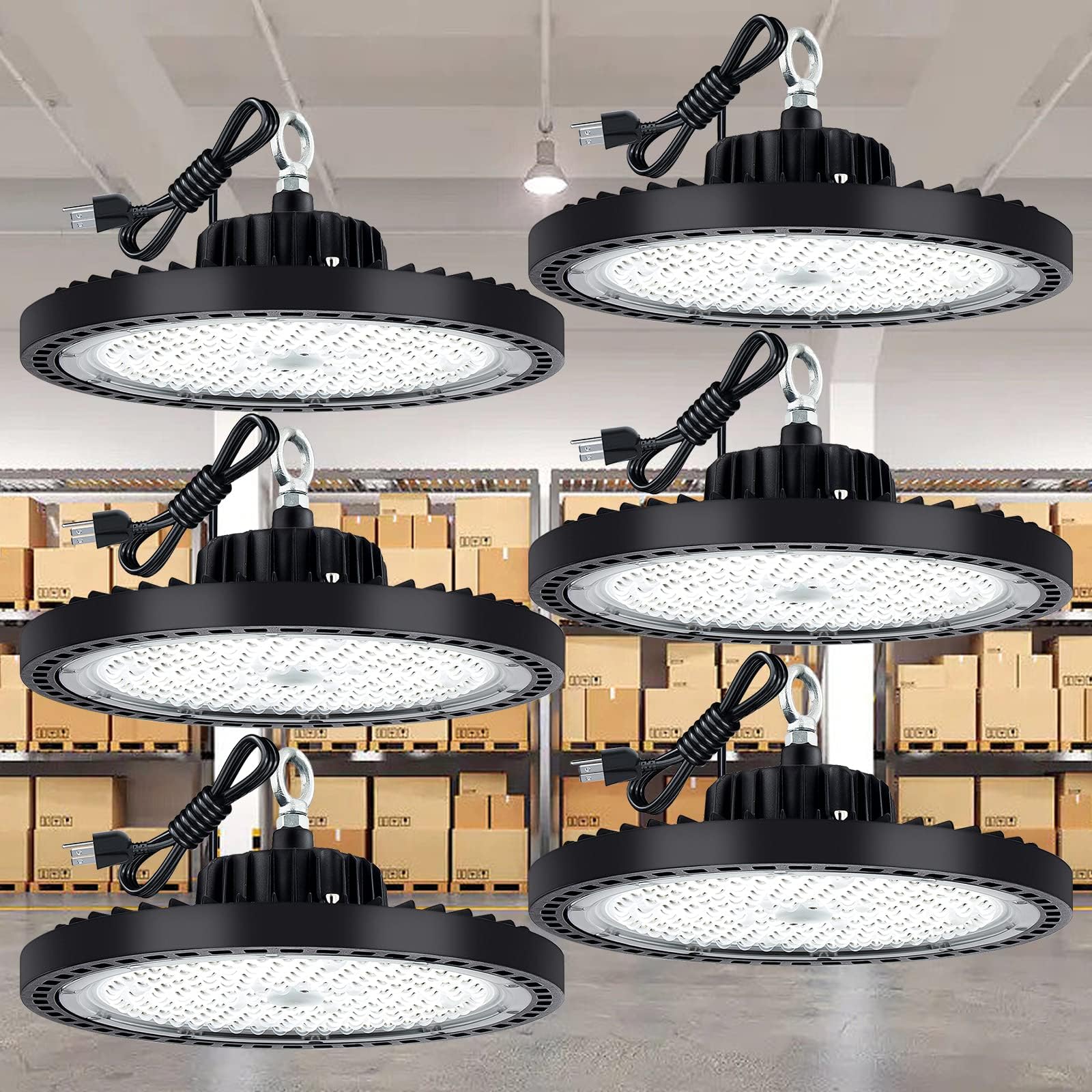 EVBFORU LED High Bay Light 200W 6 Packs 29,000LM with US Plug UFO High ...