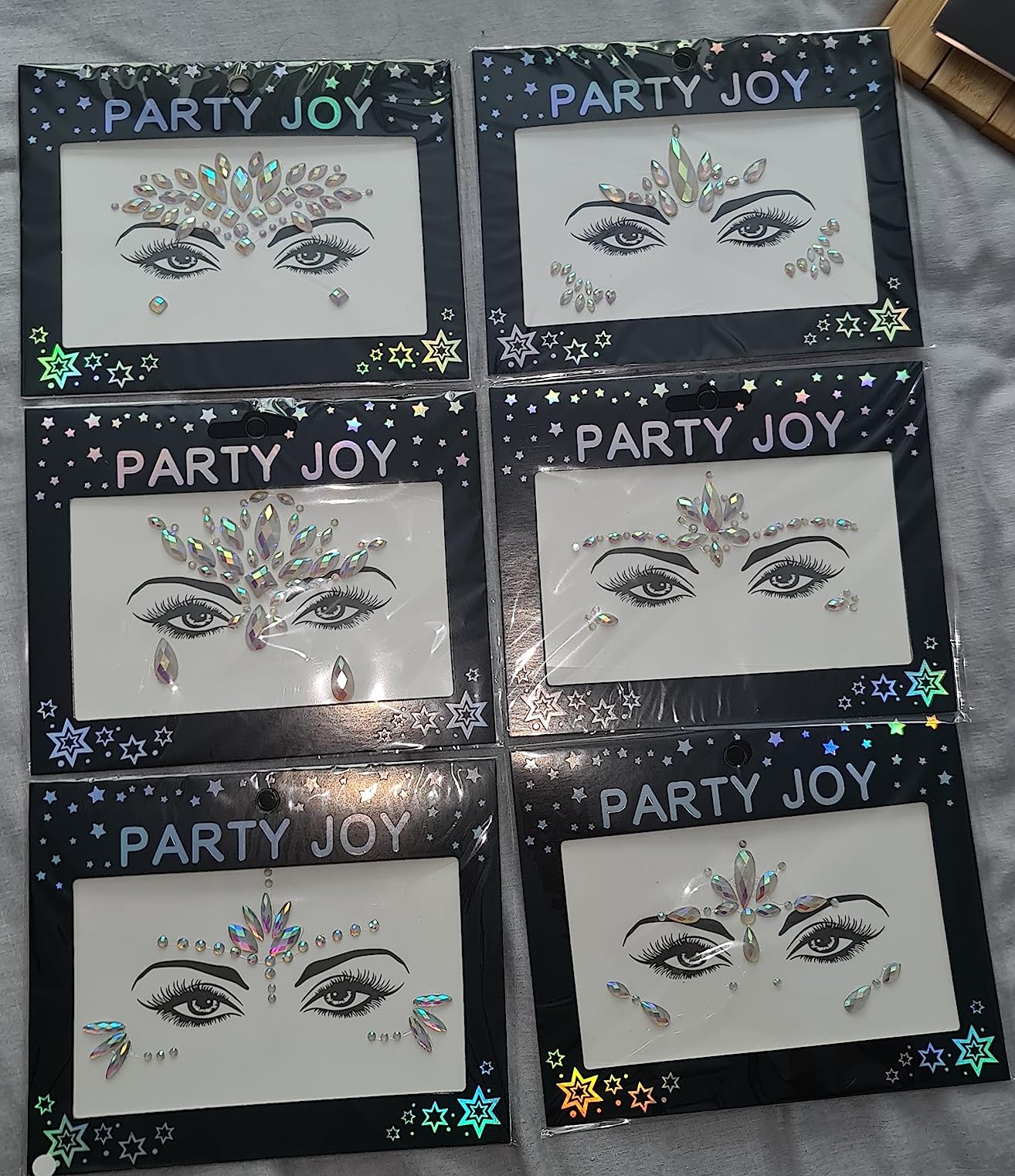 SPOKKI Face Gems Set, 6 Pcs Luminous Festival Face Gems Stickers for ...