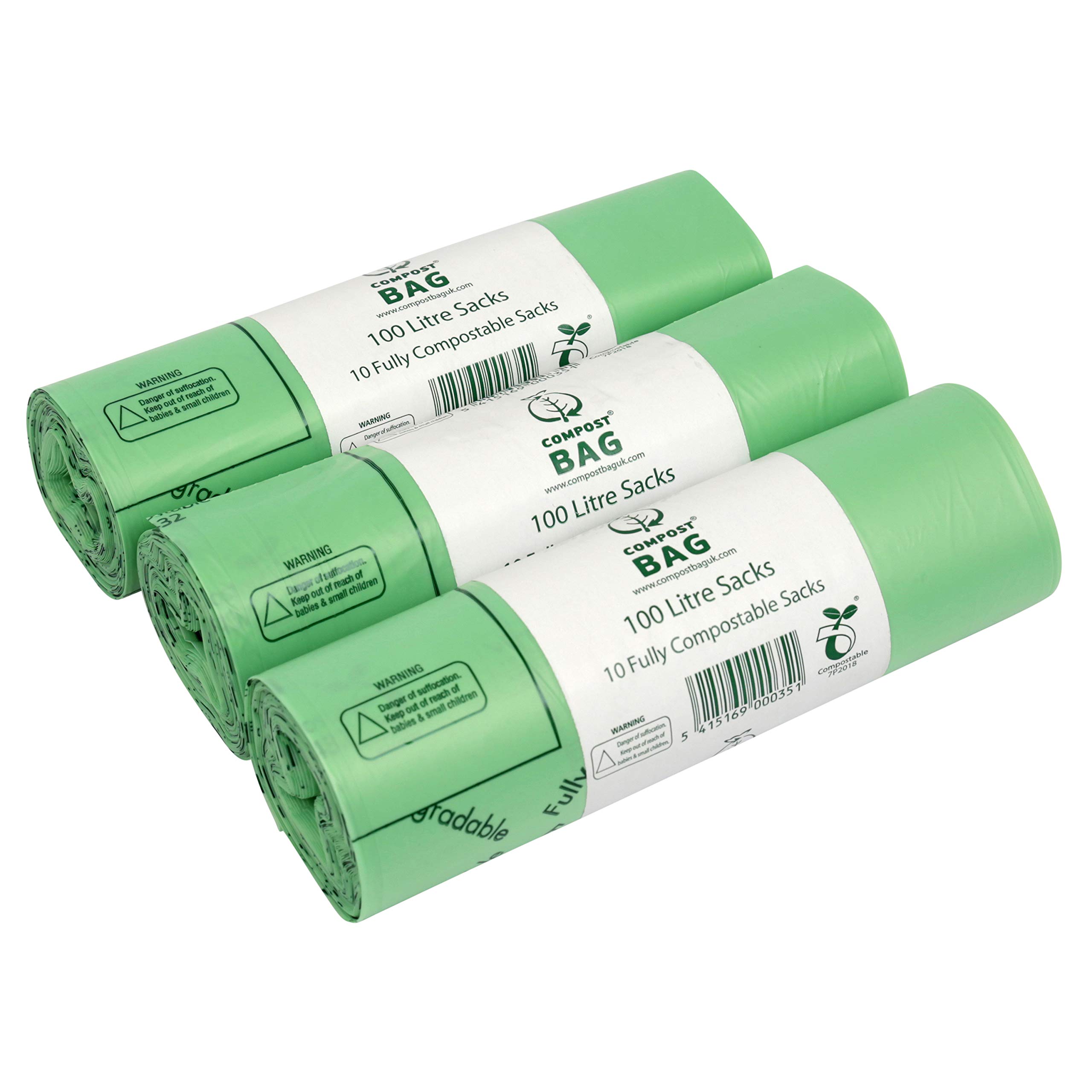 100L x30 Heavy Duty Compostable Food Waste Sacks - Compost Bag Food Waste Bin Liners - EN 13432 ...