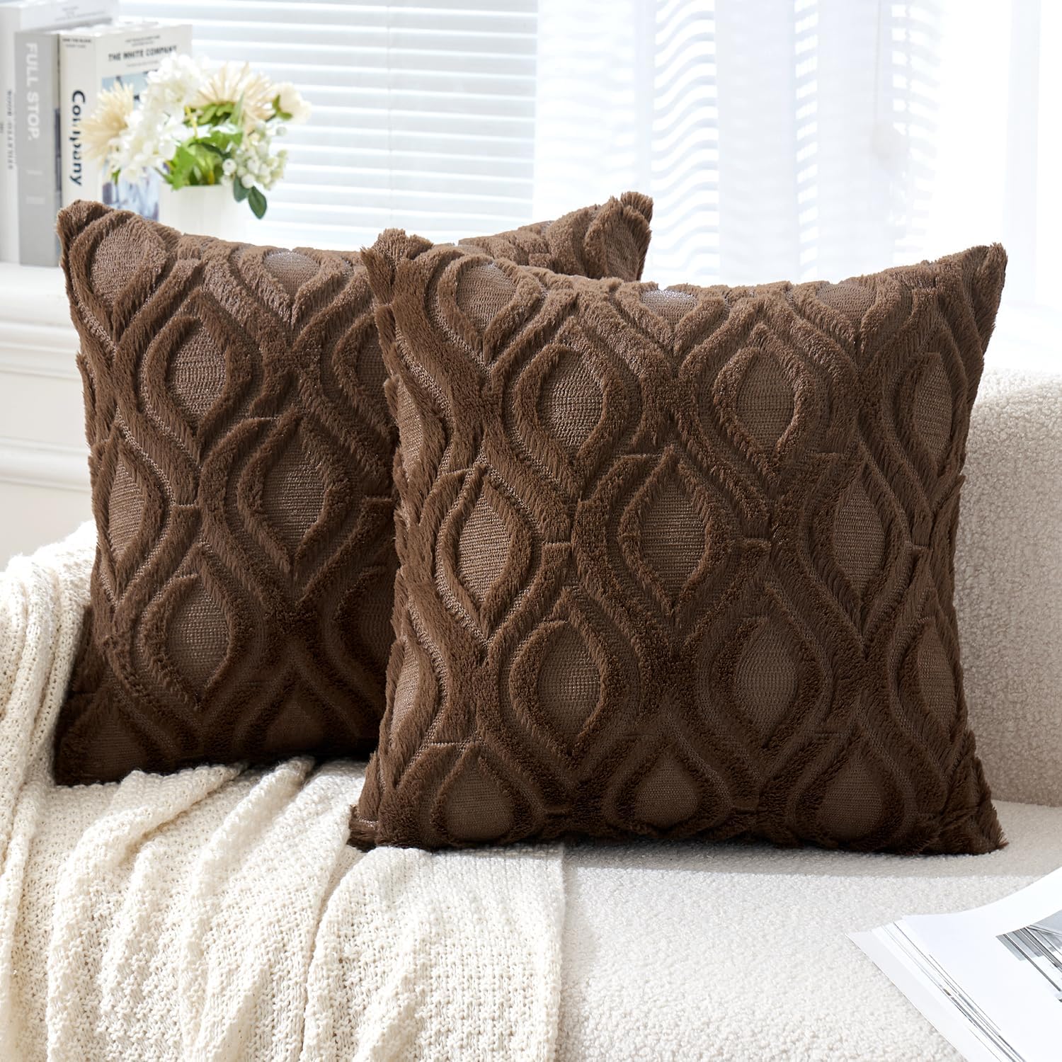 Amazon.com: MIULEE Dark Brown Throw Pillow Covers 20x20 Inch, Soft ...
