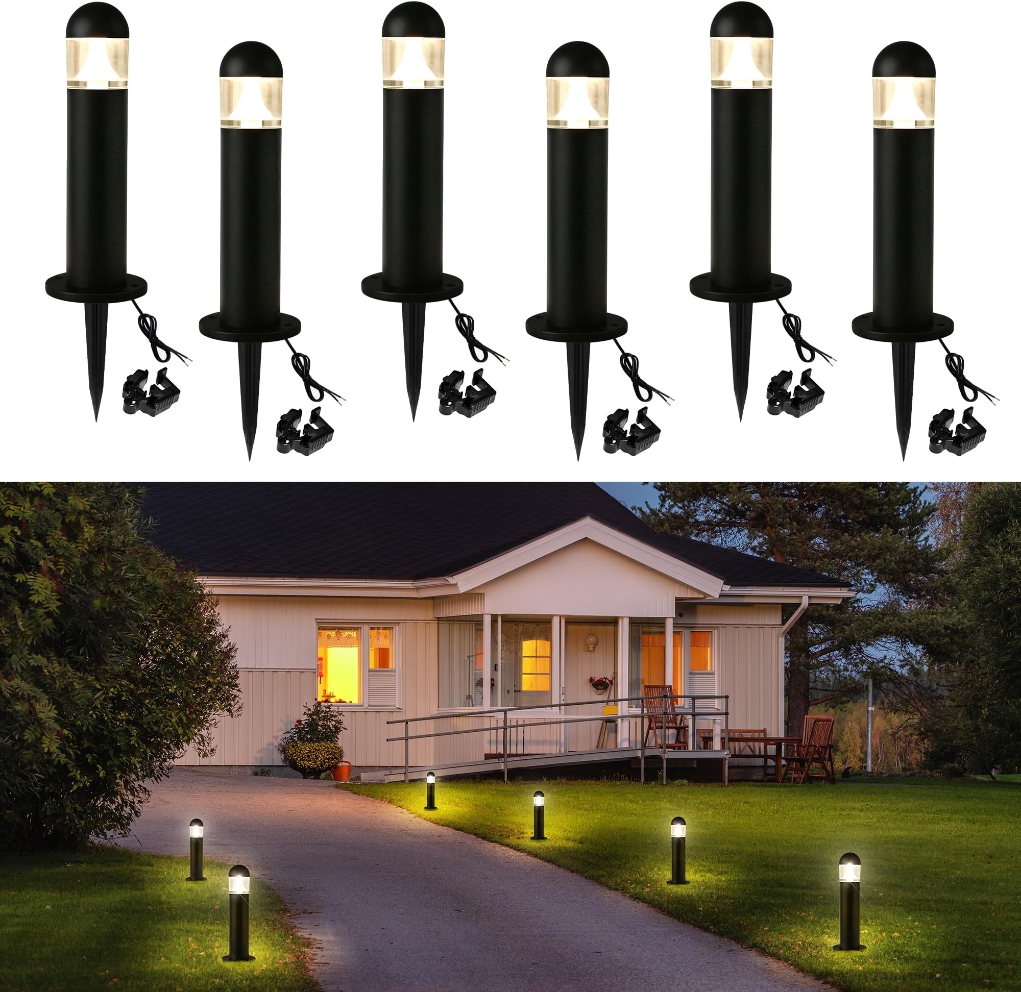 MOON-DE-AGE 6 Pack Low Voltage Landscape Pathway Lights, 12V LED ...