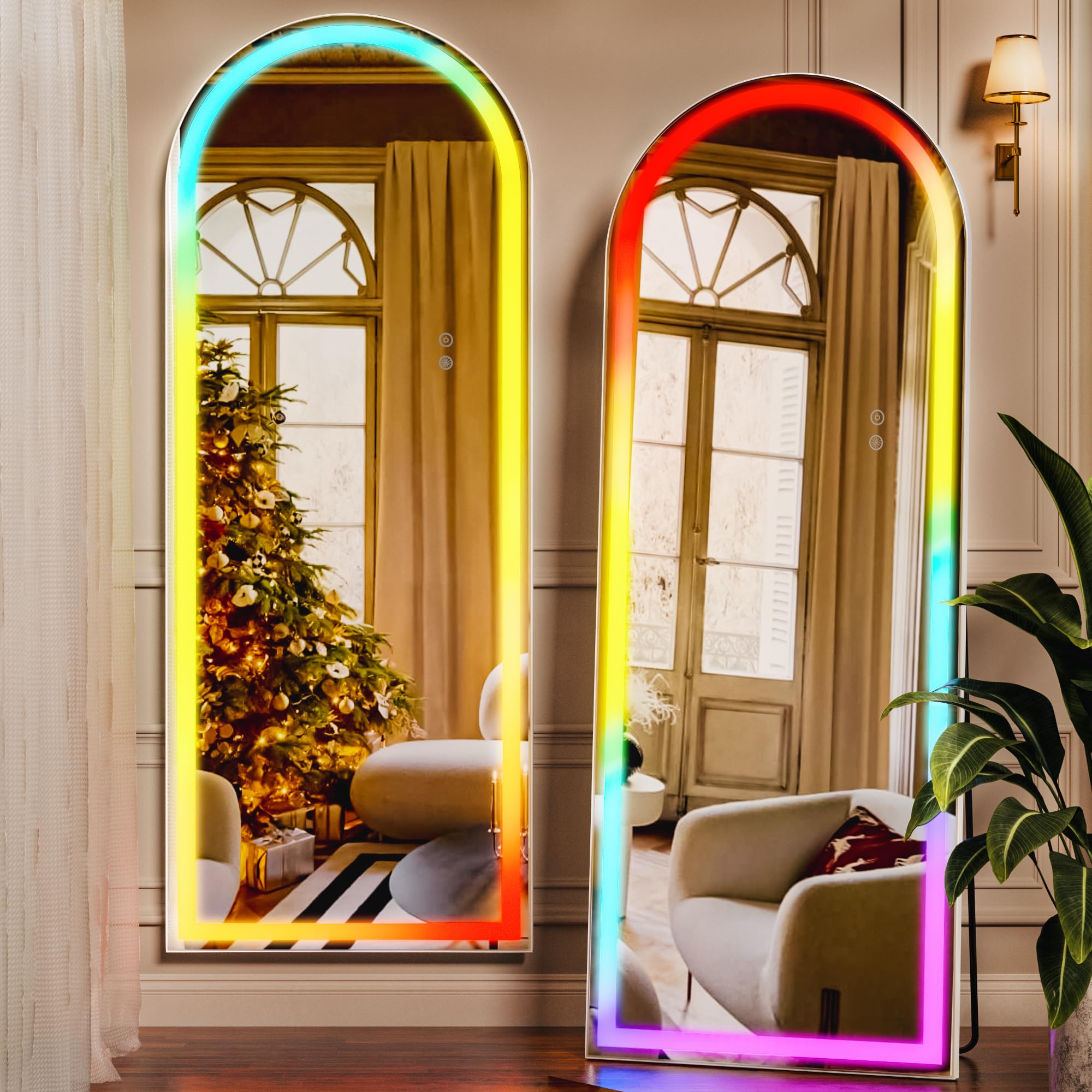 Snapklik.com : Antok LED Arched Full Length Mirror, 64" X 21" RGB Arch ...
