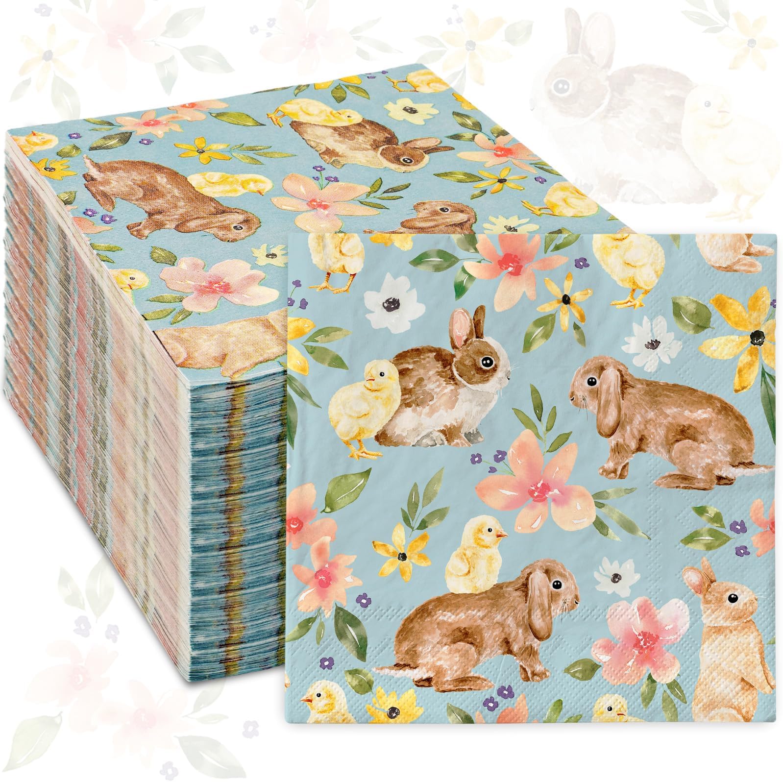 Amazon.com: AnyDesign 80Pcs Easter Paper Napkins Bunny Rabbit ...