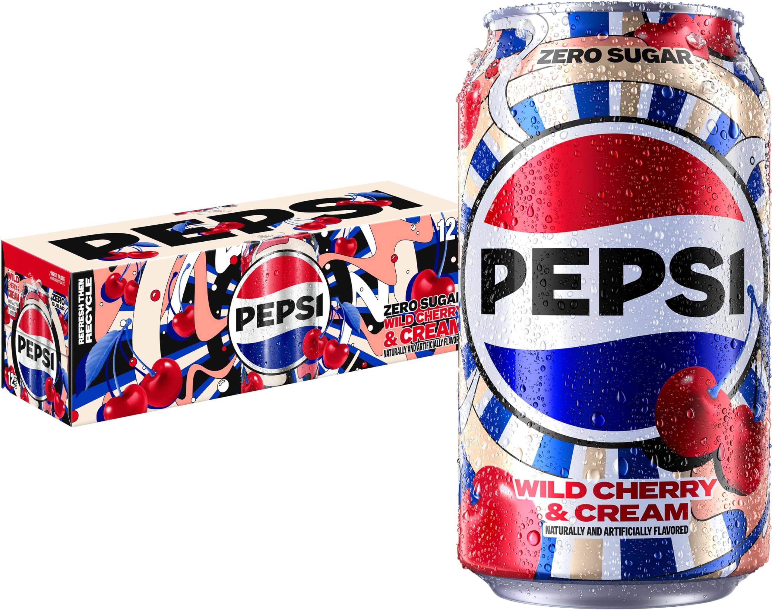Amazon.com : Pepsi Cola Soda Pop, Wild Cherry & Cream, 12 fl oz Cans ...